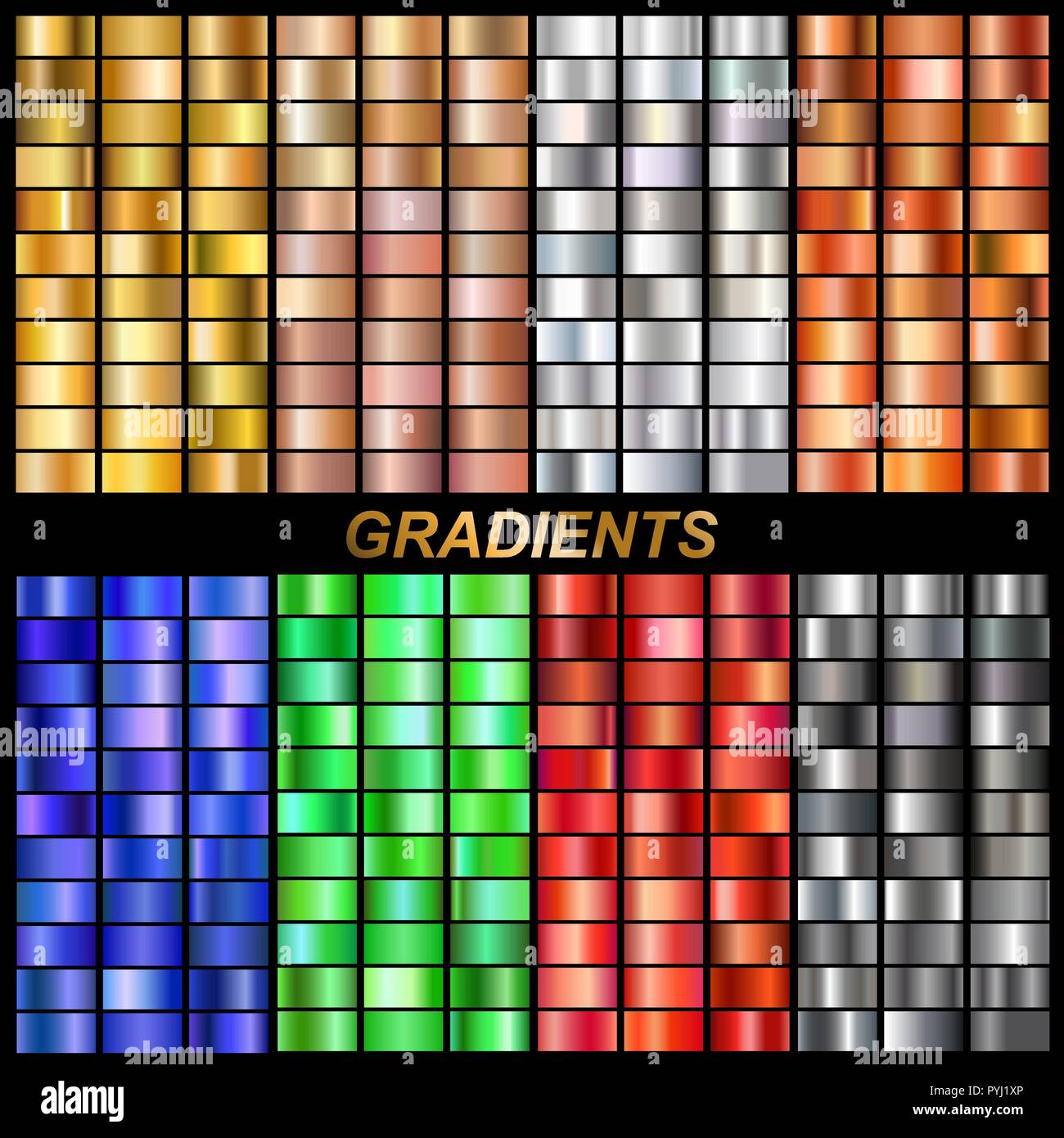 set of vector gradients collection.Collection metallic golden,rose gold ...
