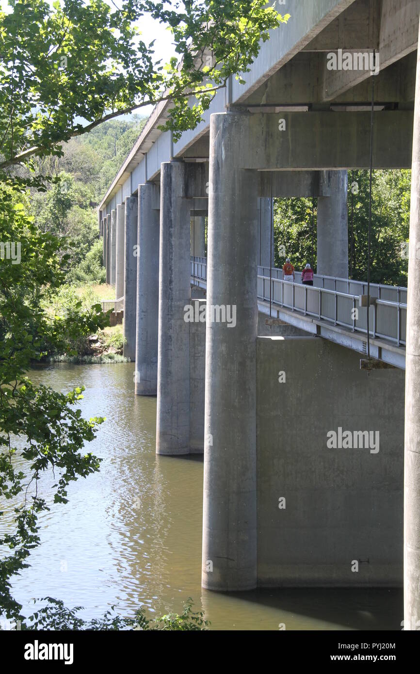 Blue Ridge Parkway, VA, USA. Large bridge over James River with walkway ...