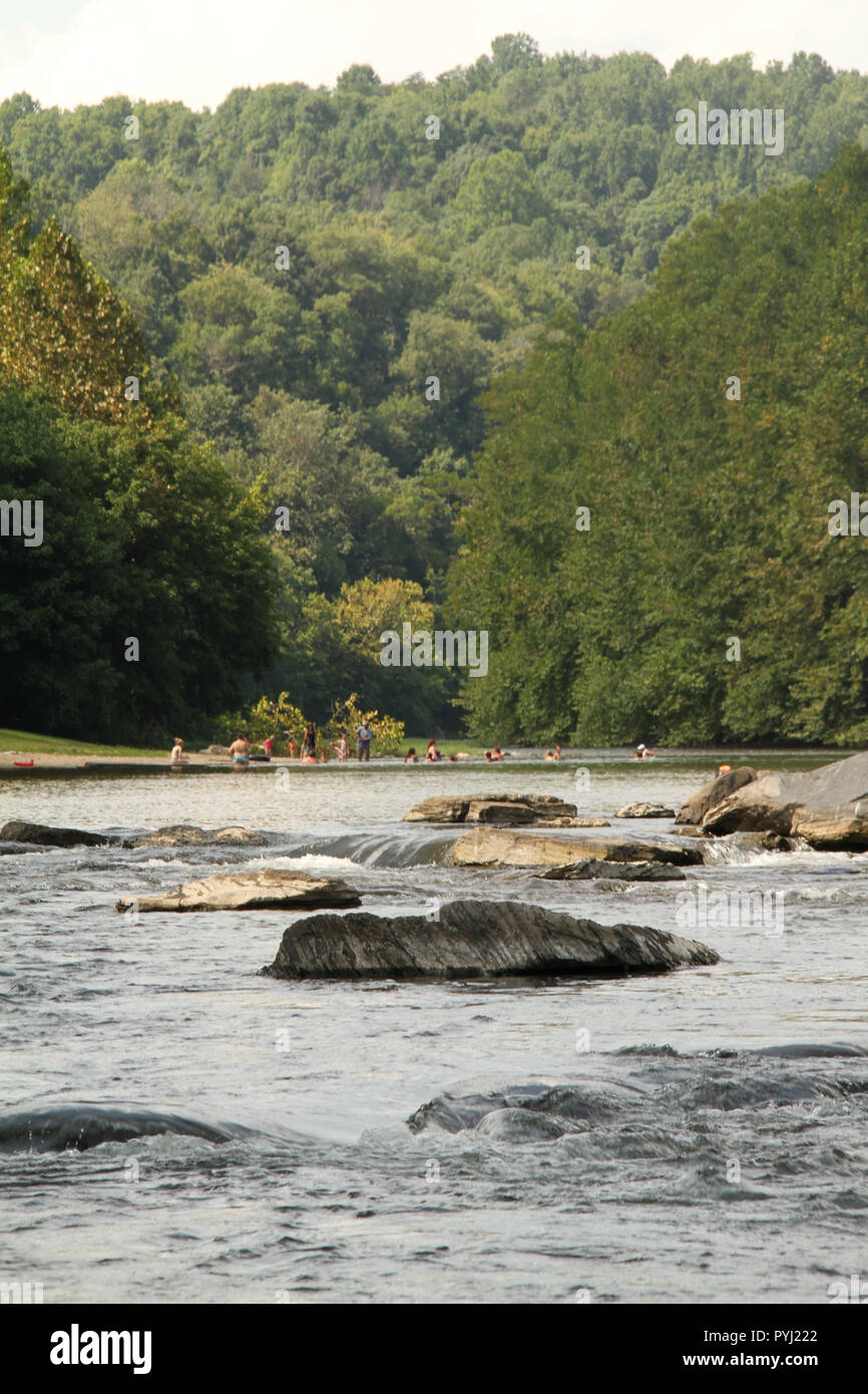 People relaxing at Maury River, VA, in hot summer day Stock Photo - Alamy