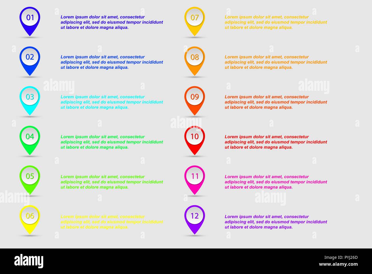 Number Bullet Point Colorful 3d Markers. Step number bullet buttons ...