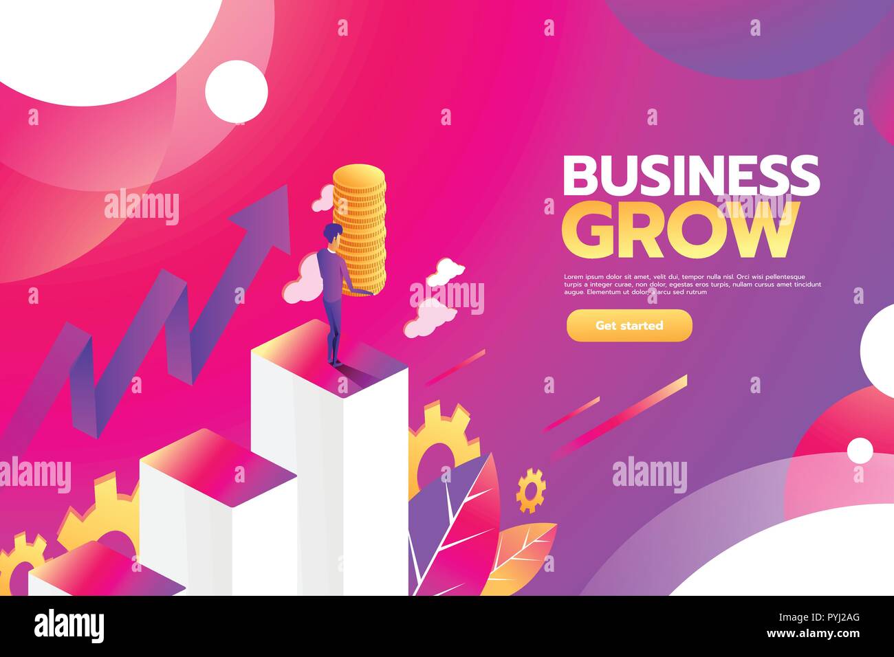 Businessman looking for investment opportunity standing on money growth ...