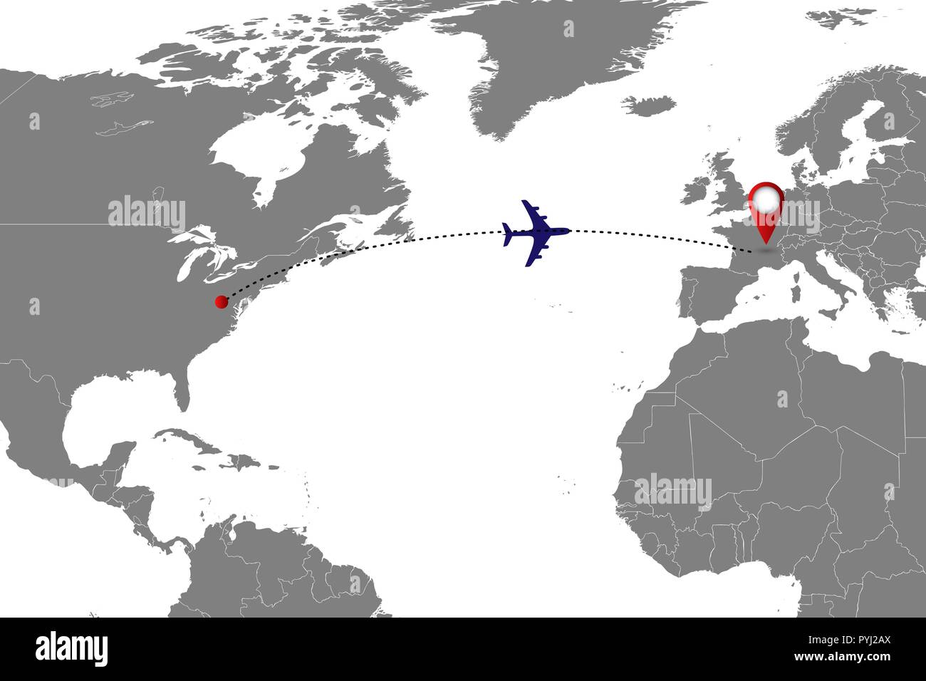 world map with plane track. Vector illustration Stock Vector Image ...