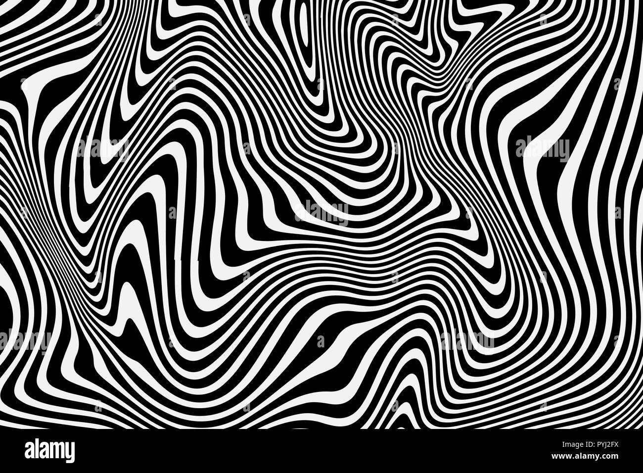 Wavy stripes background with curved ripple lines. Vector zebra texture ...