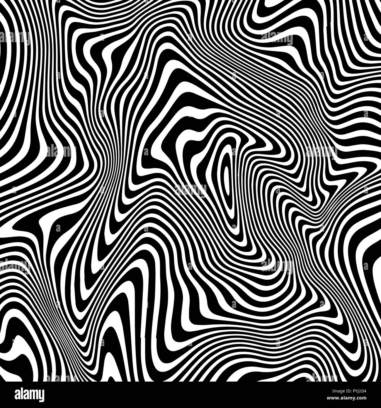 Wavy stripes background with curved ripple lines. Vector zebra texture ...