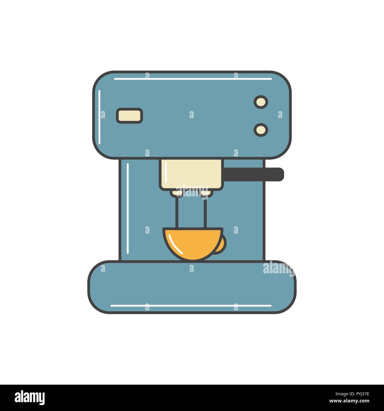 cute colorful coffee machine flat vector illustration isolated on white ...