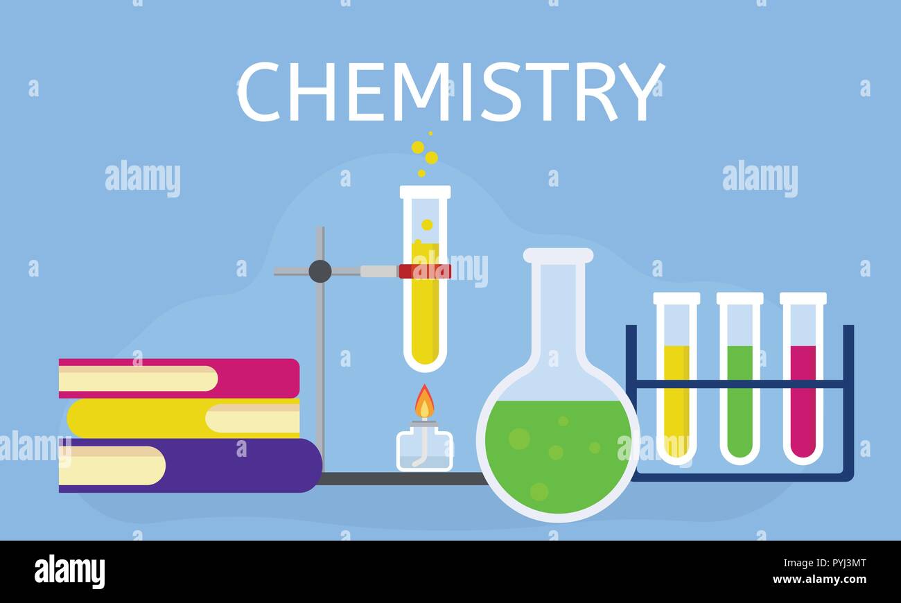 Chemistry lesson concept background, flat style Stock Vector Image ...