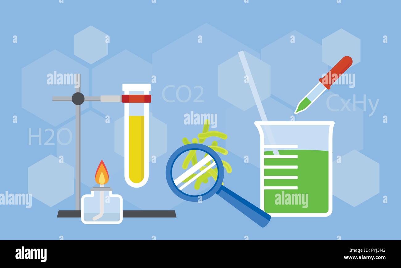 Chemistry study concept background, flat style Stock Vector Image & Art ...