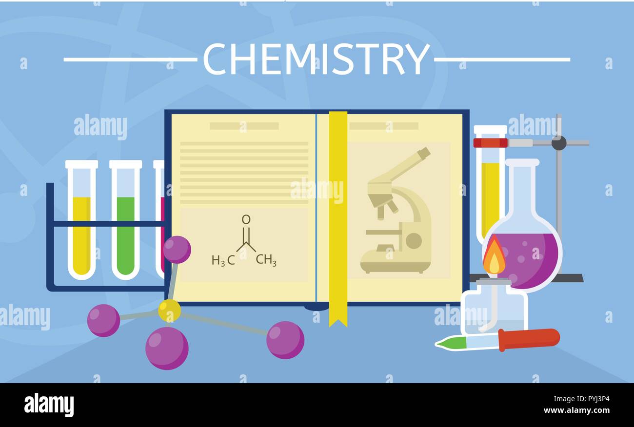 Chemistry experiment concept background, flat style Stock Vector Image ...