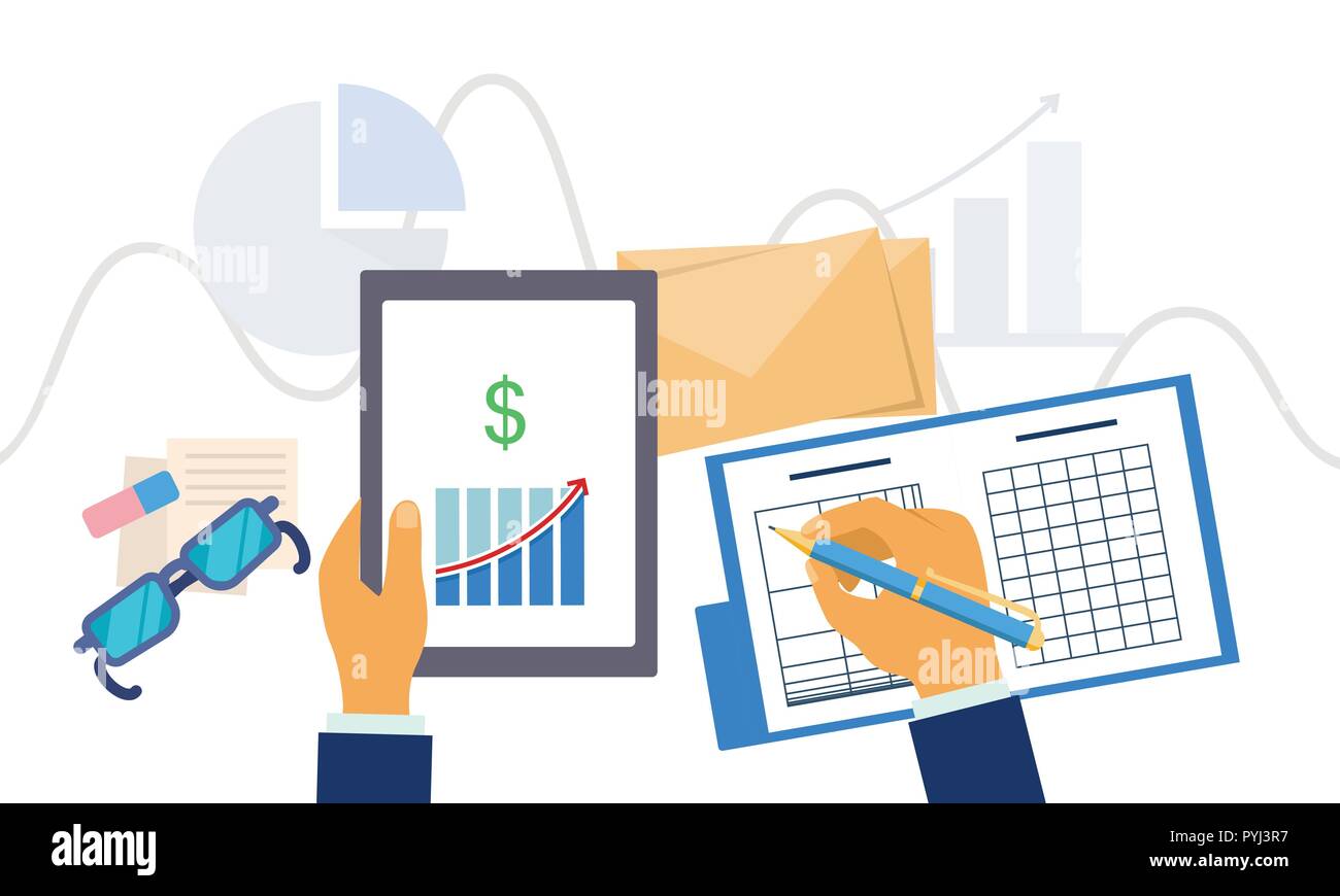 Accounting work concept background, flat style Stock Vector Image & Art ...