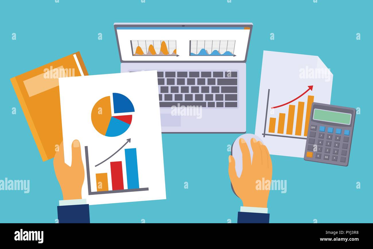 Accounting work graph concept background, flat style Stock Vector Image ...