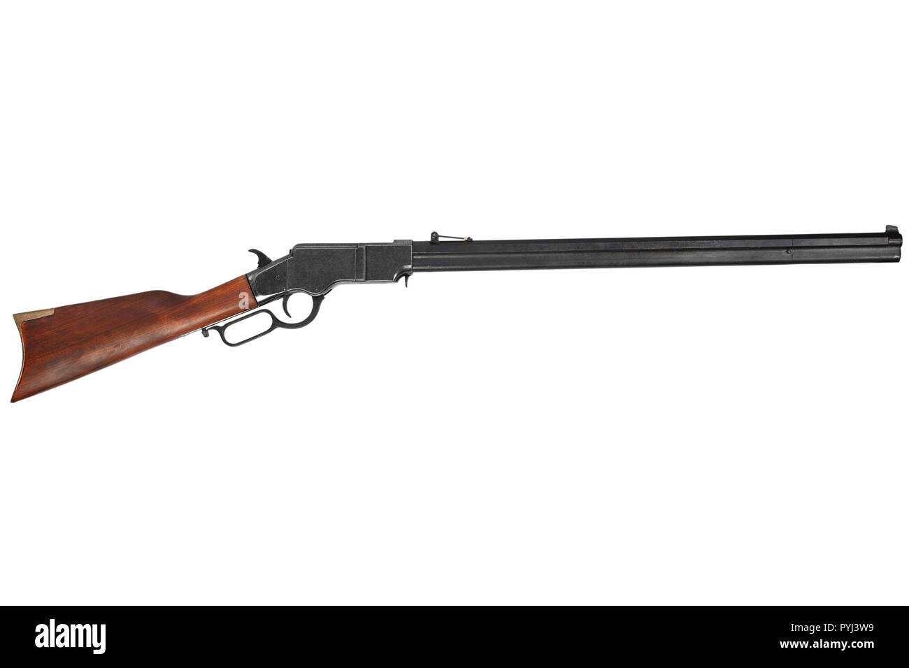 Wild west repeating rifle isolated on white background Stock Photo - Alamy