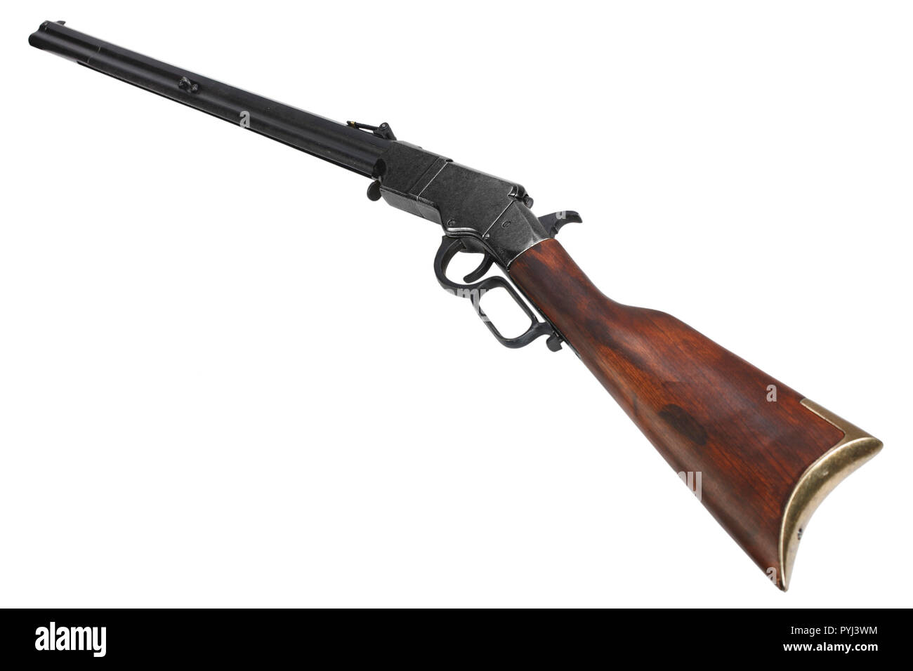 Wild west repeating rifle isolated on white background Stock Photo - Alamy