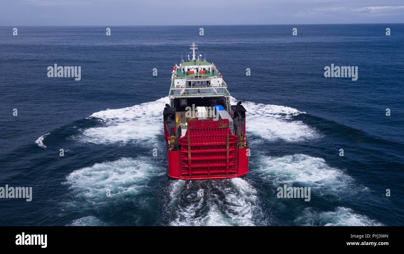 Ship navigating the southern waters of the Pacific Ocean, Chile Stock ...