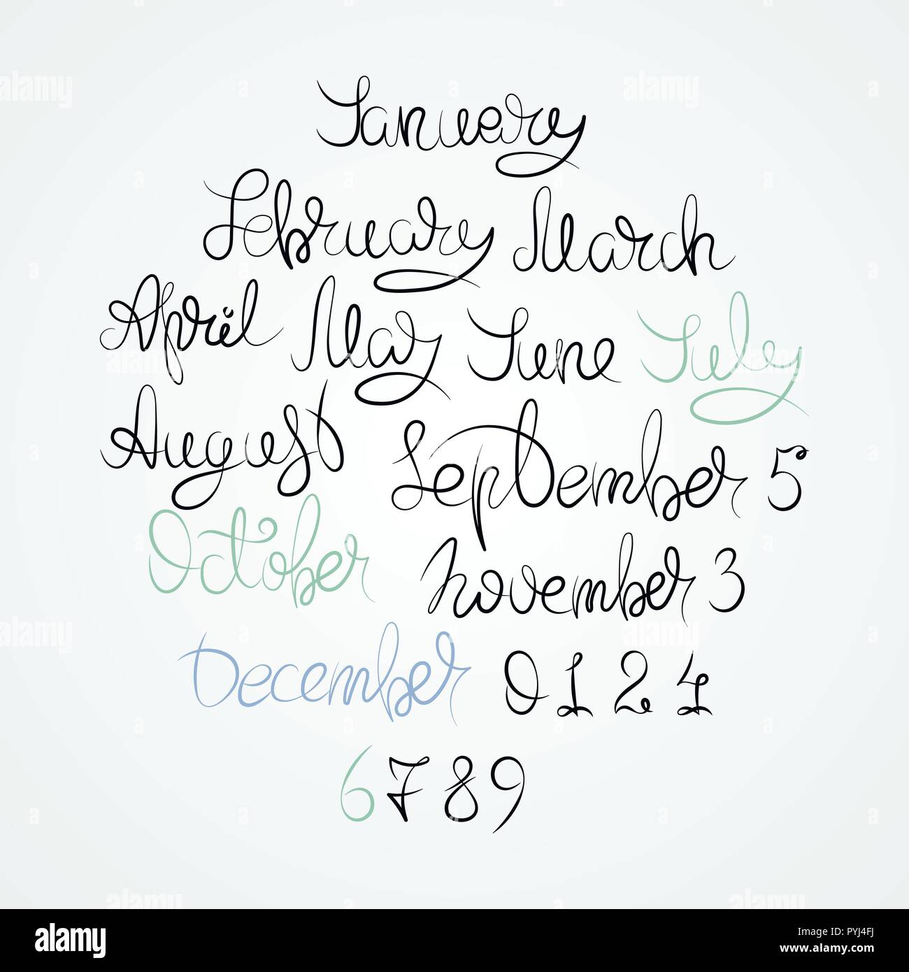 Calendar collection of months and numbers for all year, week, seasons ...