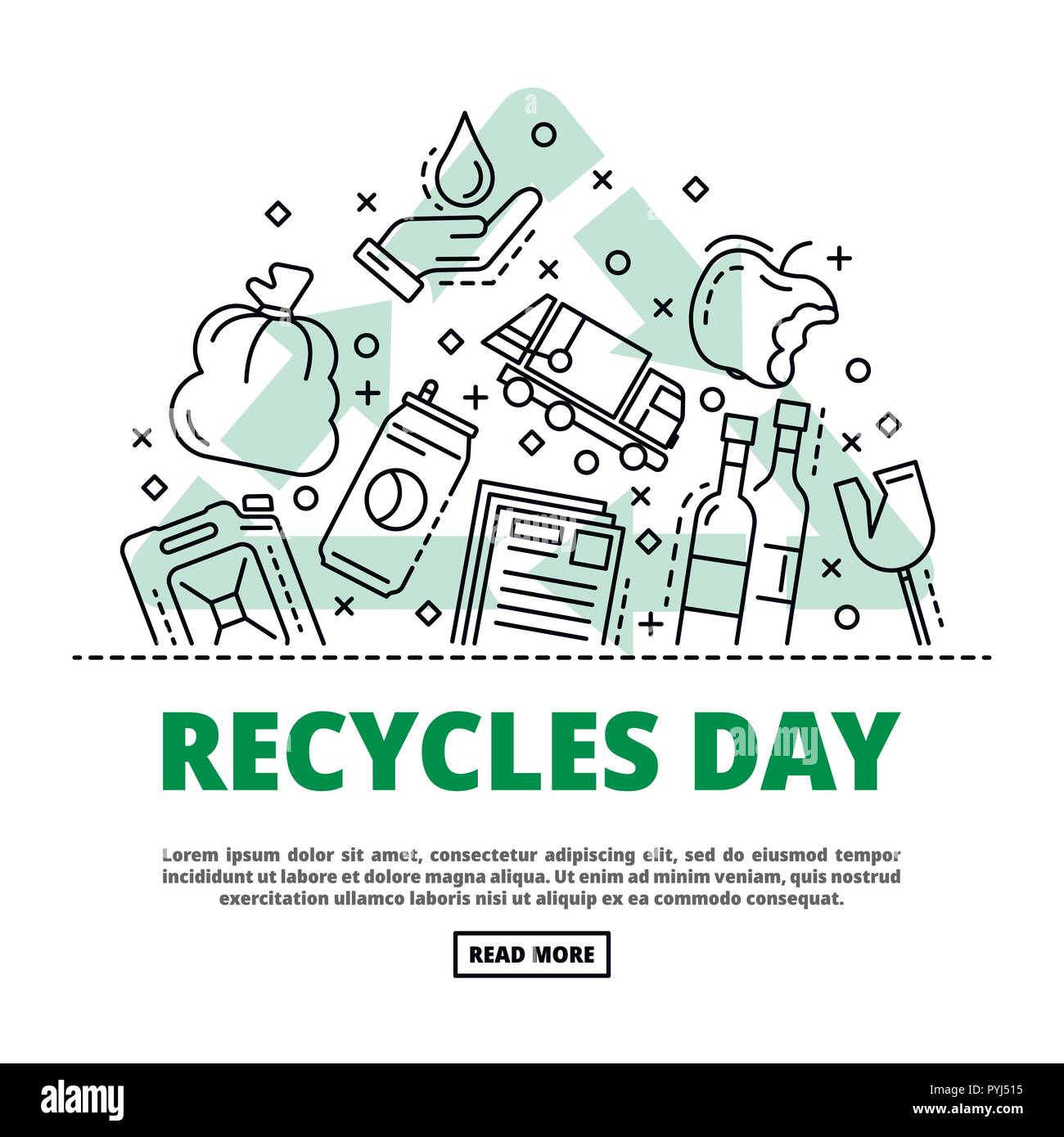 Recycles day concept background, outline style Stock Vector Image & Art ...