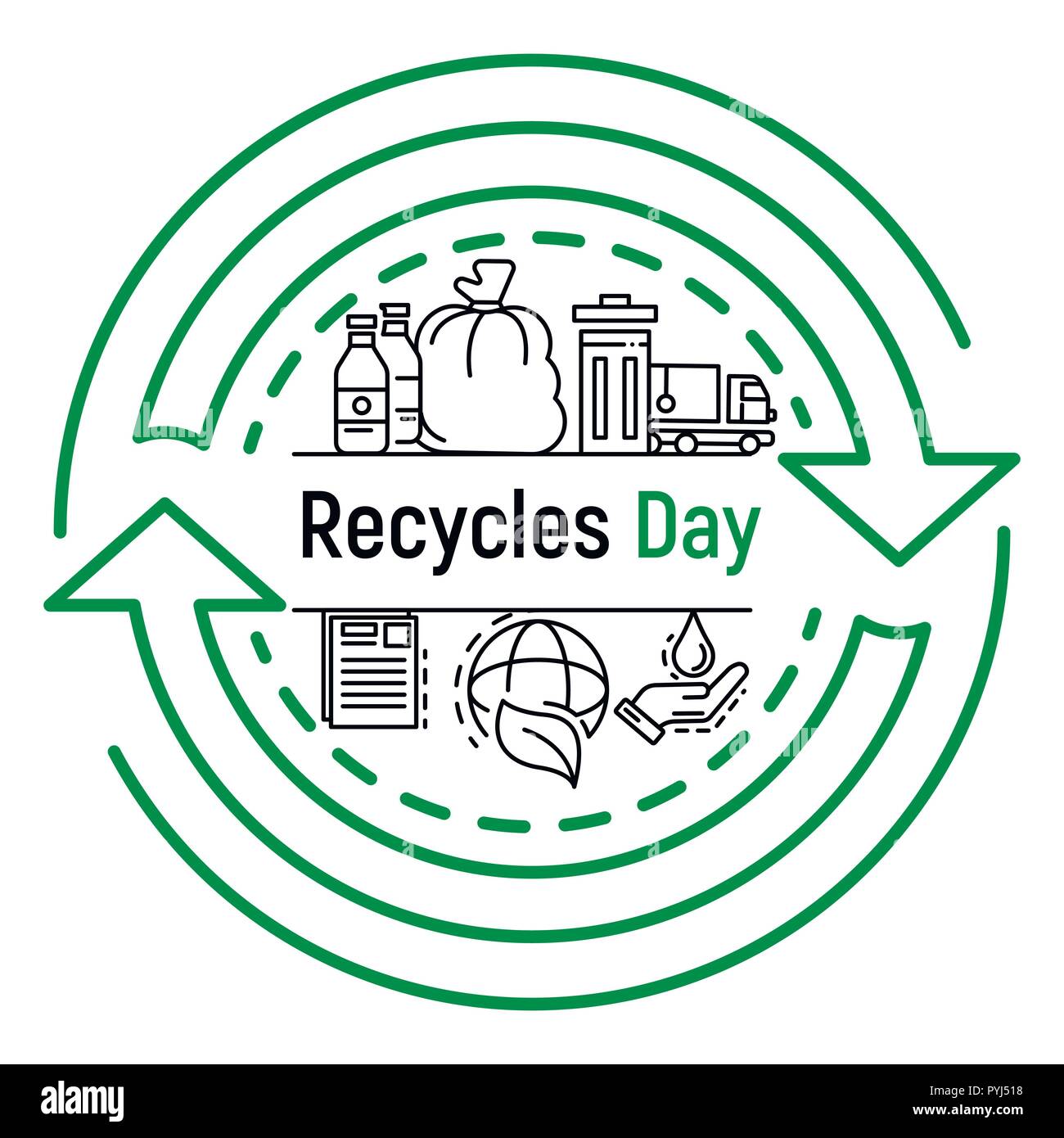 International recycles day concept background, outline style Stock ...