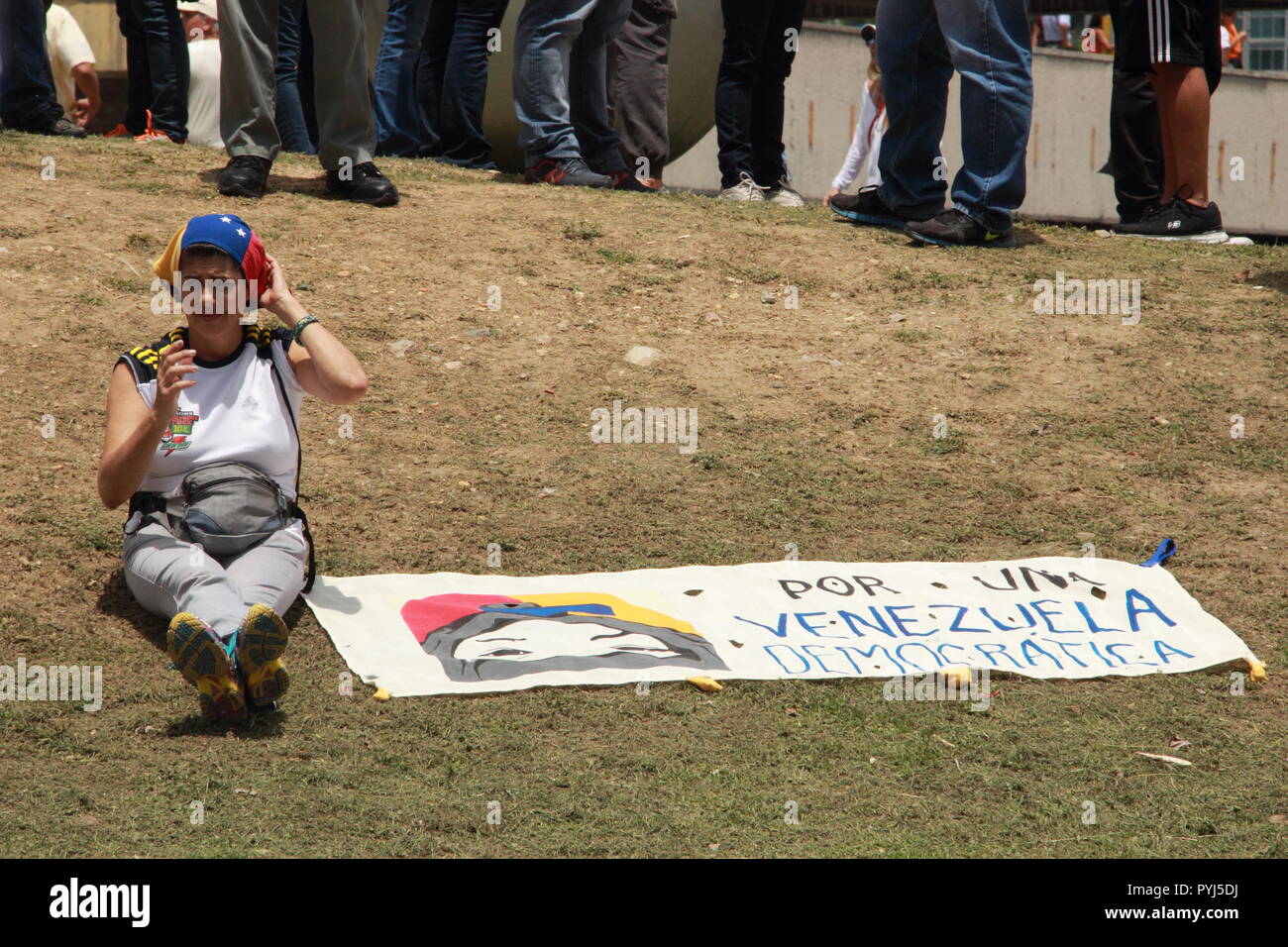 Caracas Venezuela July 28, 2017: Rights activist during a rally against ...
