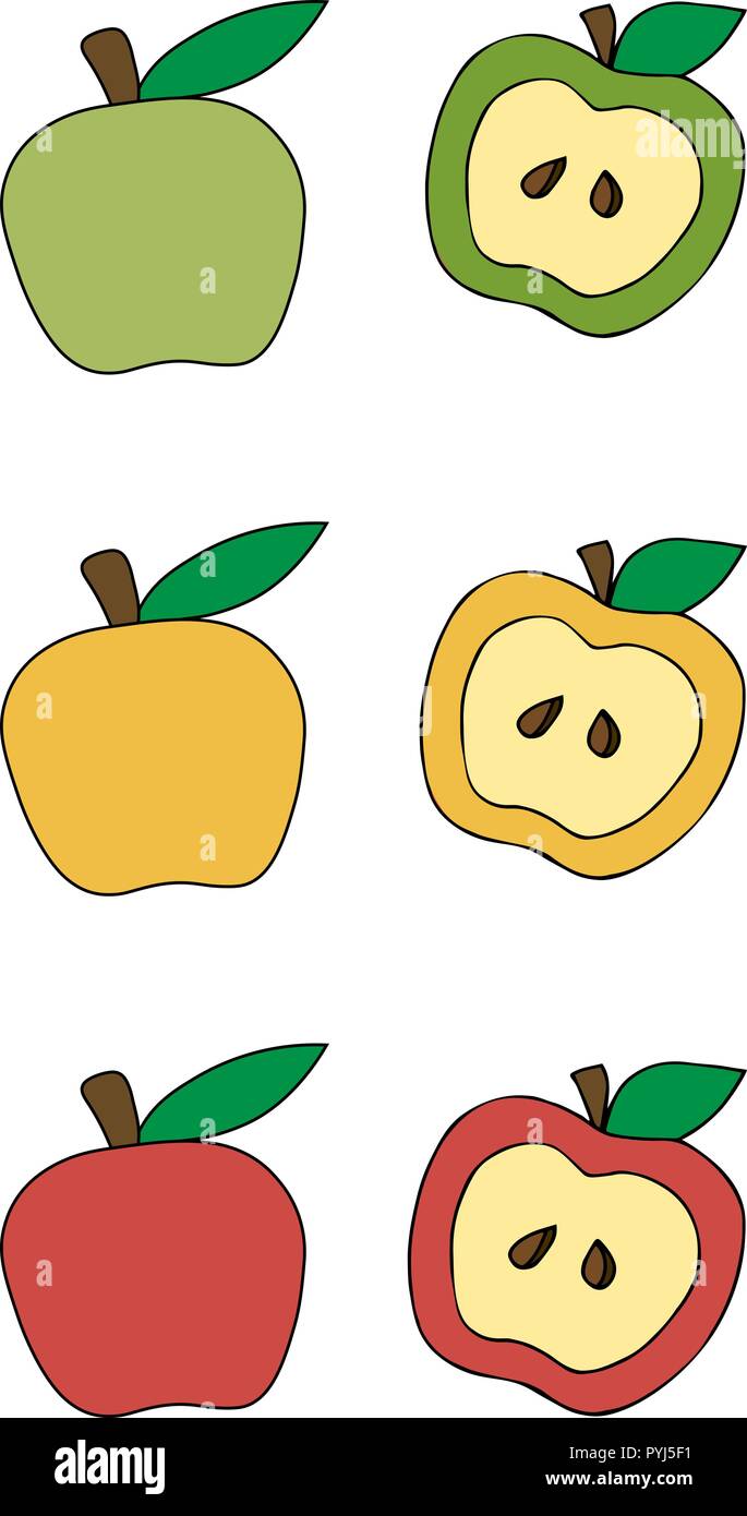 Green apple and slice Stock Vector Images - Alamy