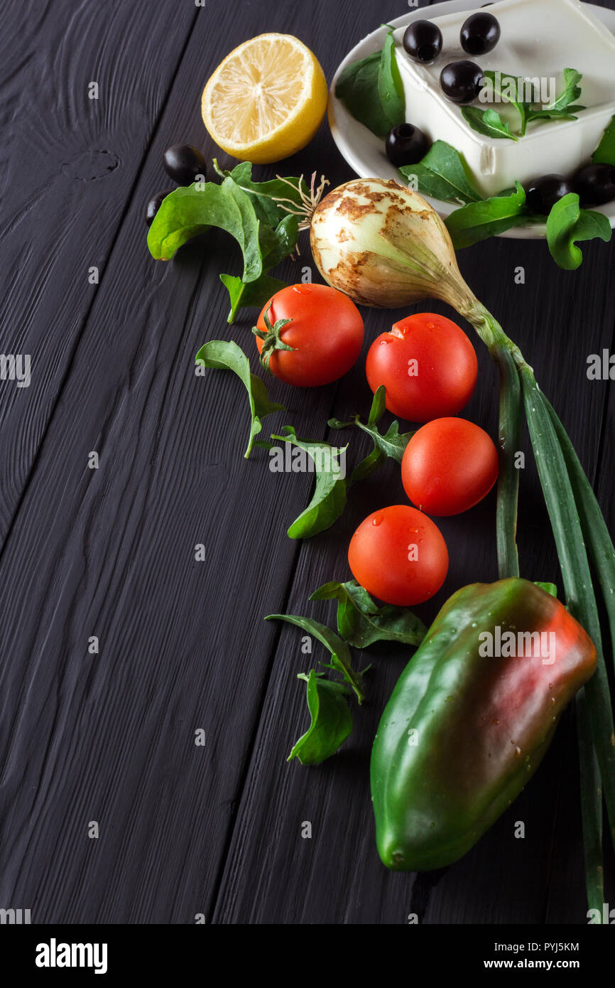 Ingredients for cooking Greek salad Stock Photo - Alamy