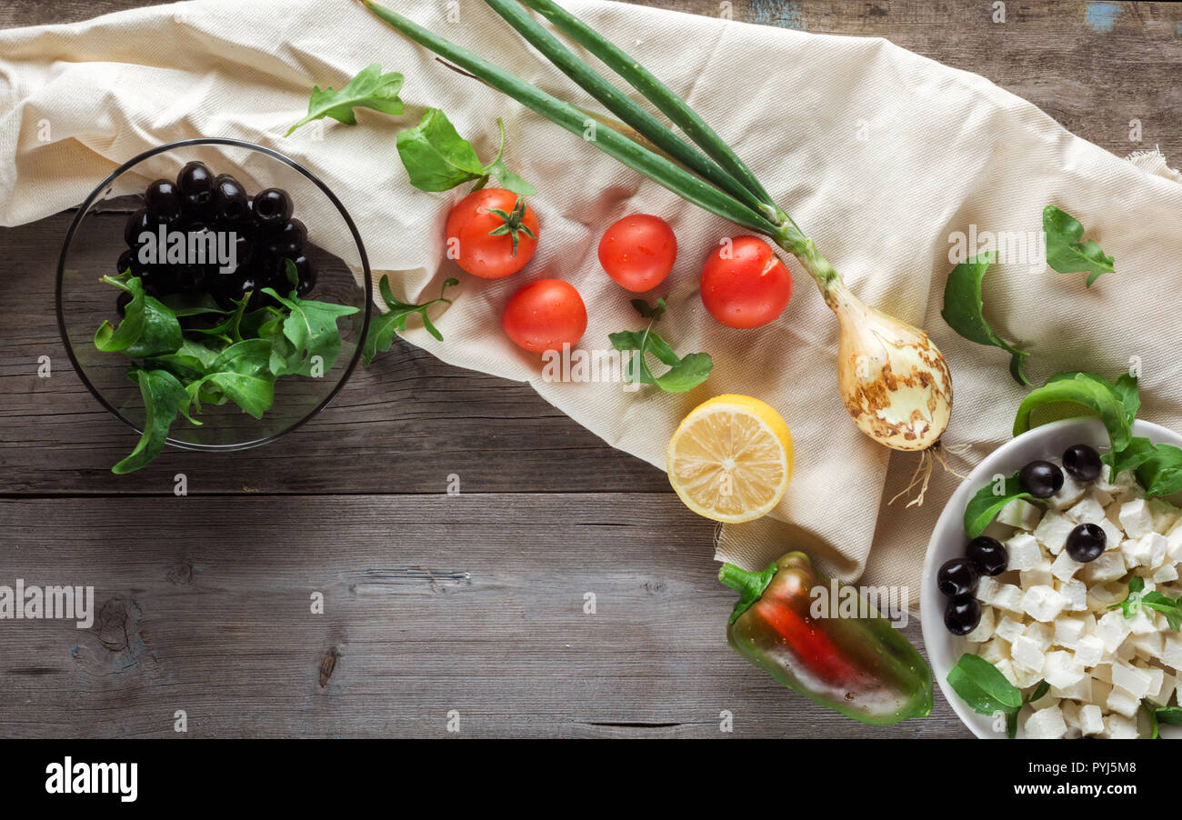 Ingredients for cooking Greek salad Stock Photo - Alamy