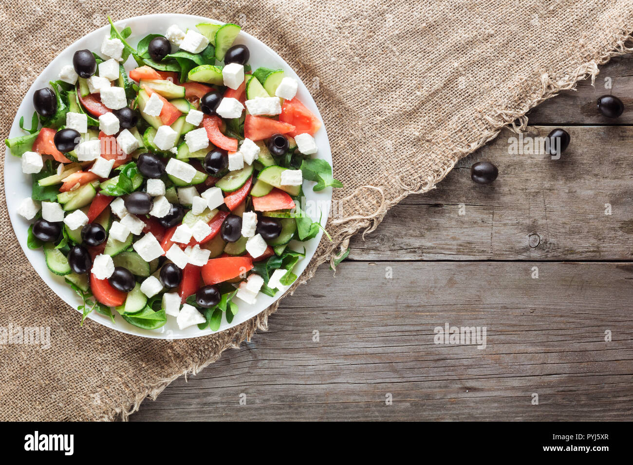 Greek salad on a plate Stock Photo - Alamy