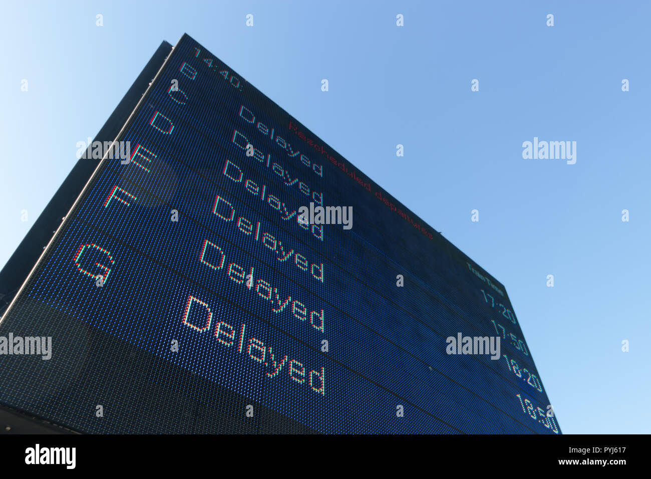 Display board showing extreme delays Stock Photo - Alamy