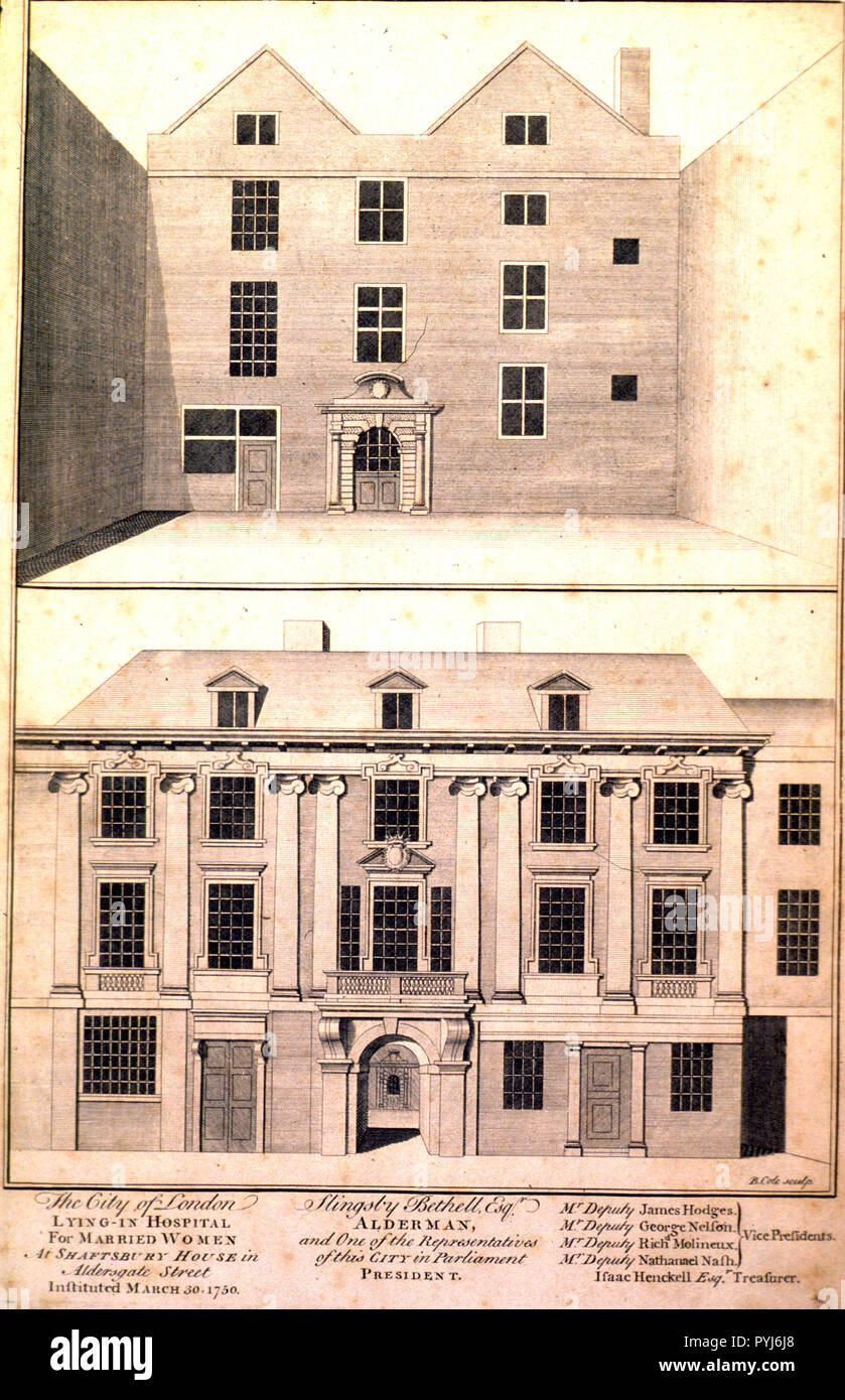 The top half of the engraving shows the inner courtyard of the four ...