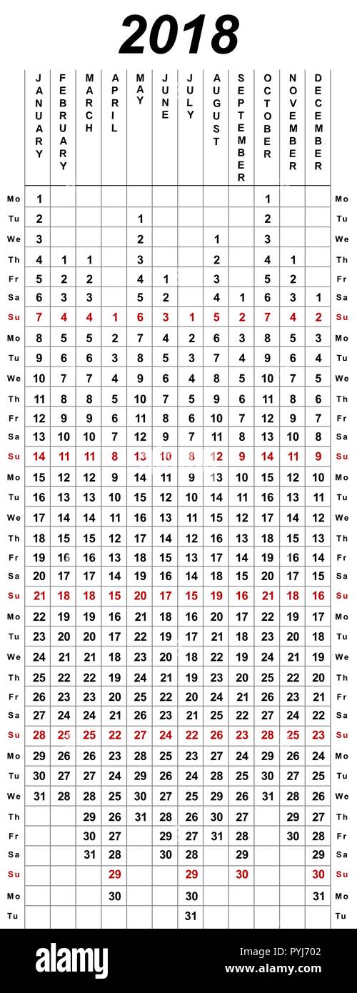 Simple calendar Layout for 2018 year, vector, illustration Stock Vector ...