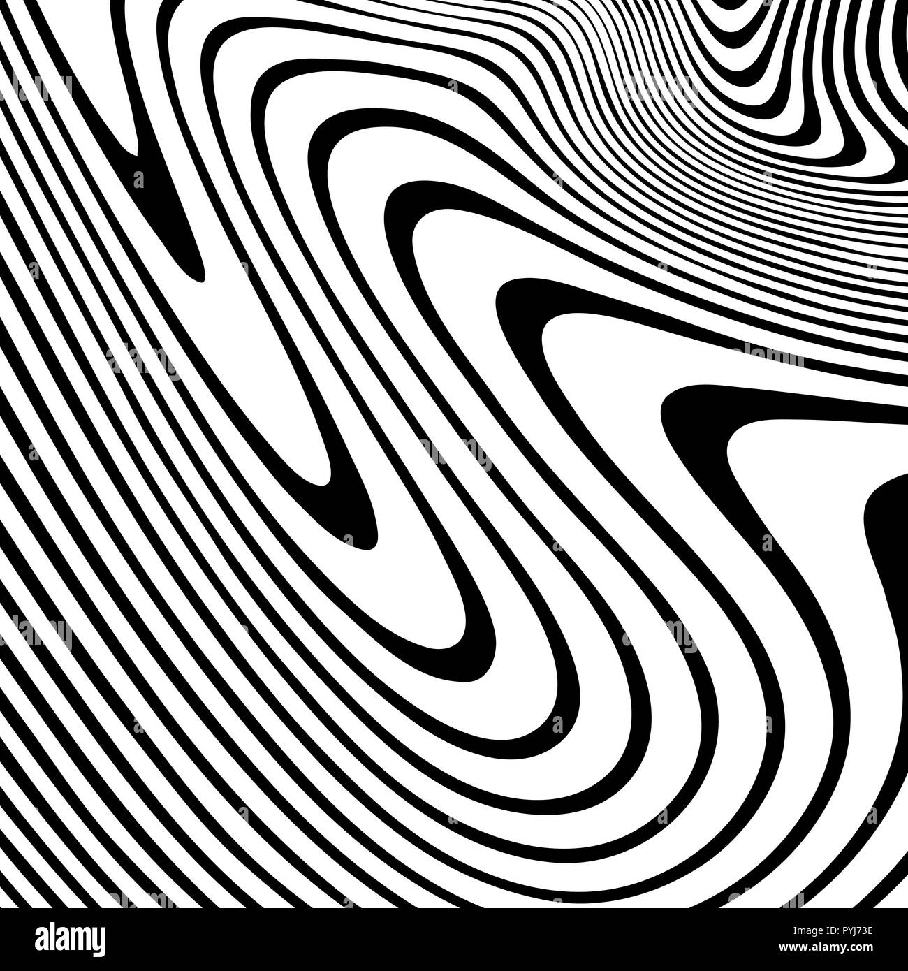 Wavy stripes background with curved ripple lines. Vector zebra texture ...