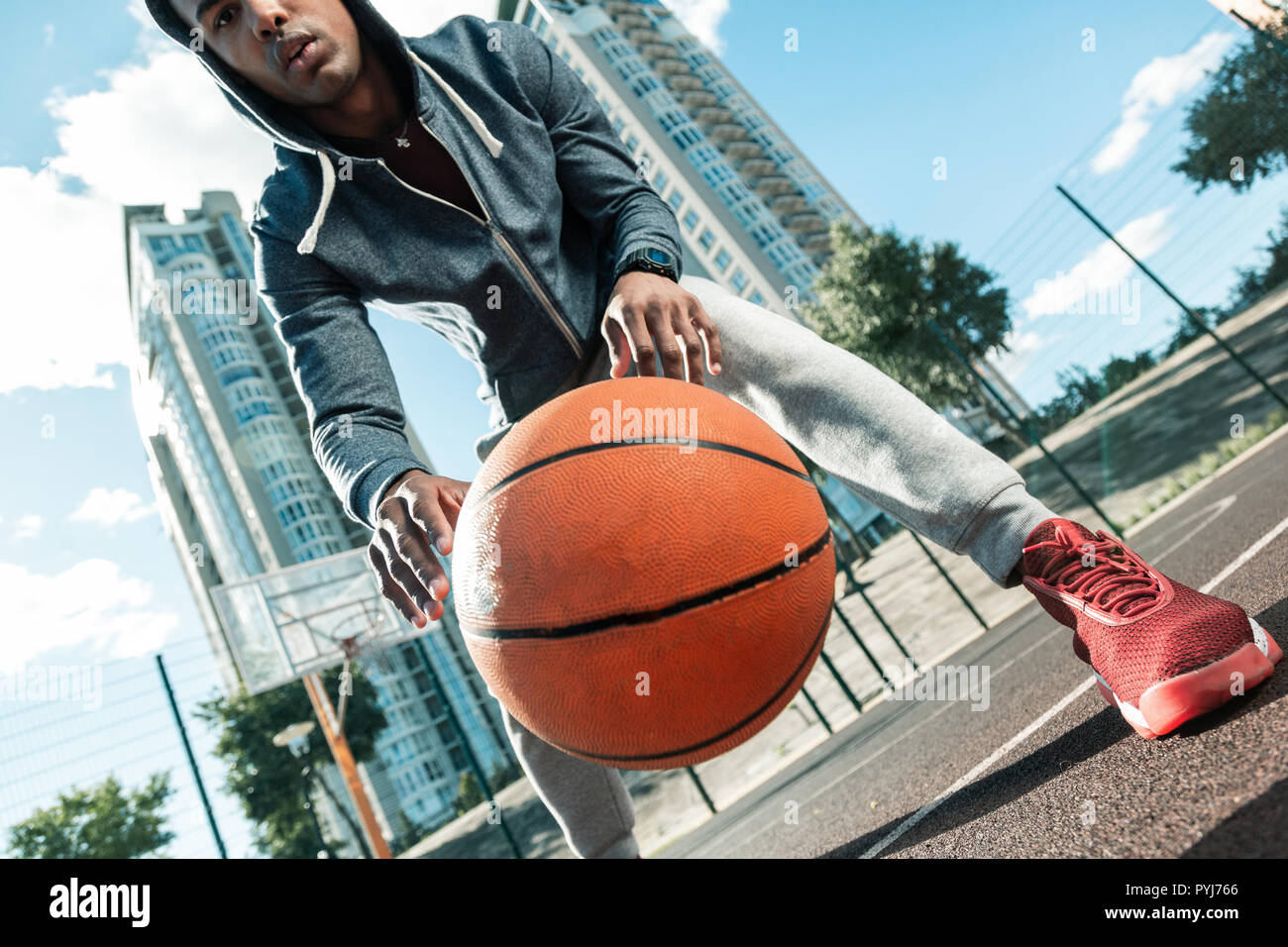 Basket ball in air hi-res stock photography and images - Alamy