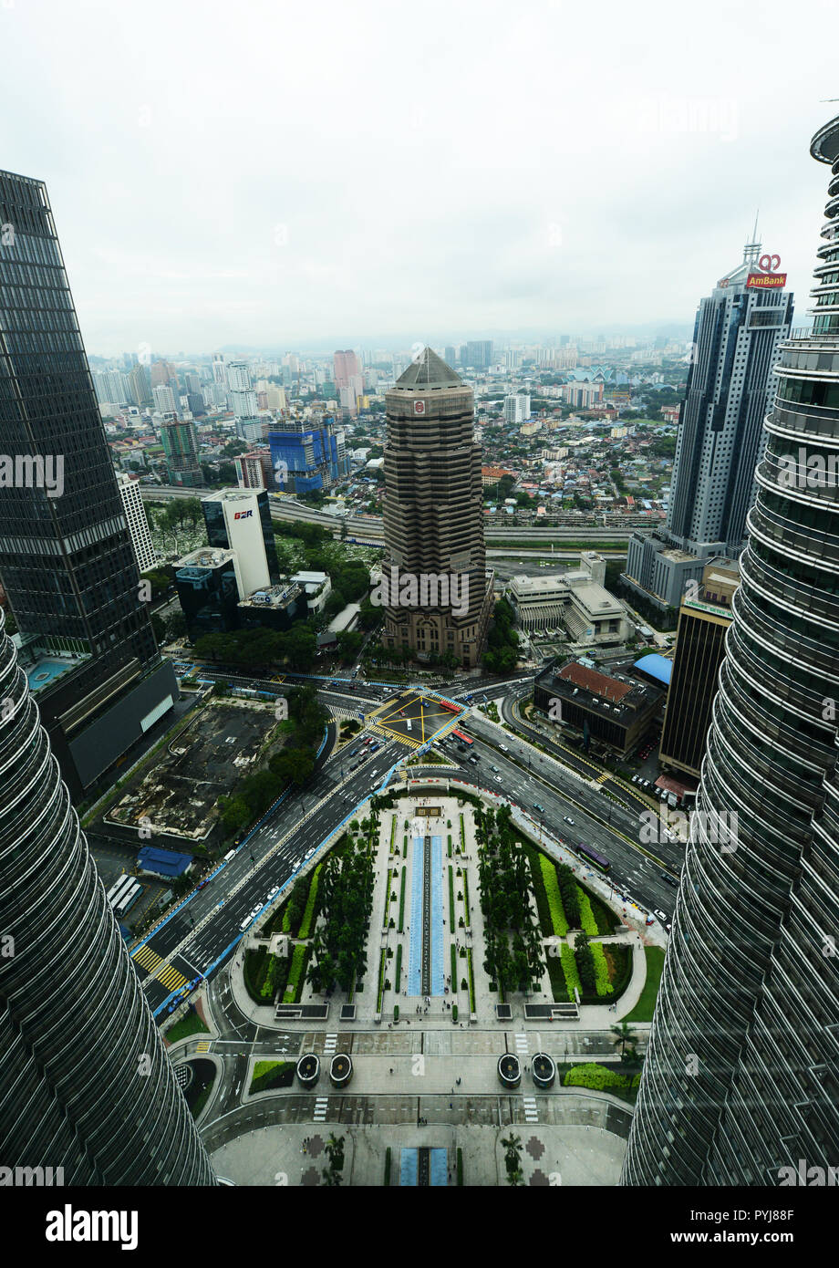 Looking down from the skybridge on the Petronas towers Stock Photo - Alamy