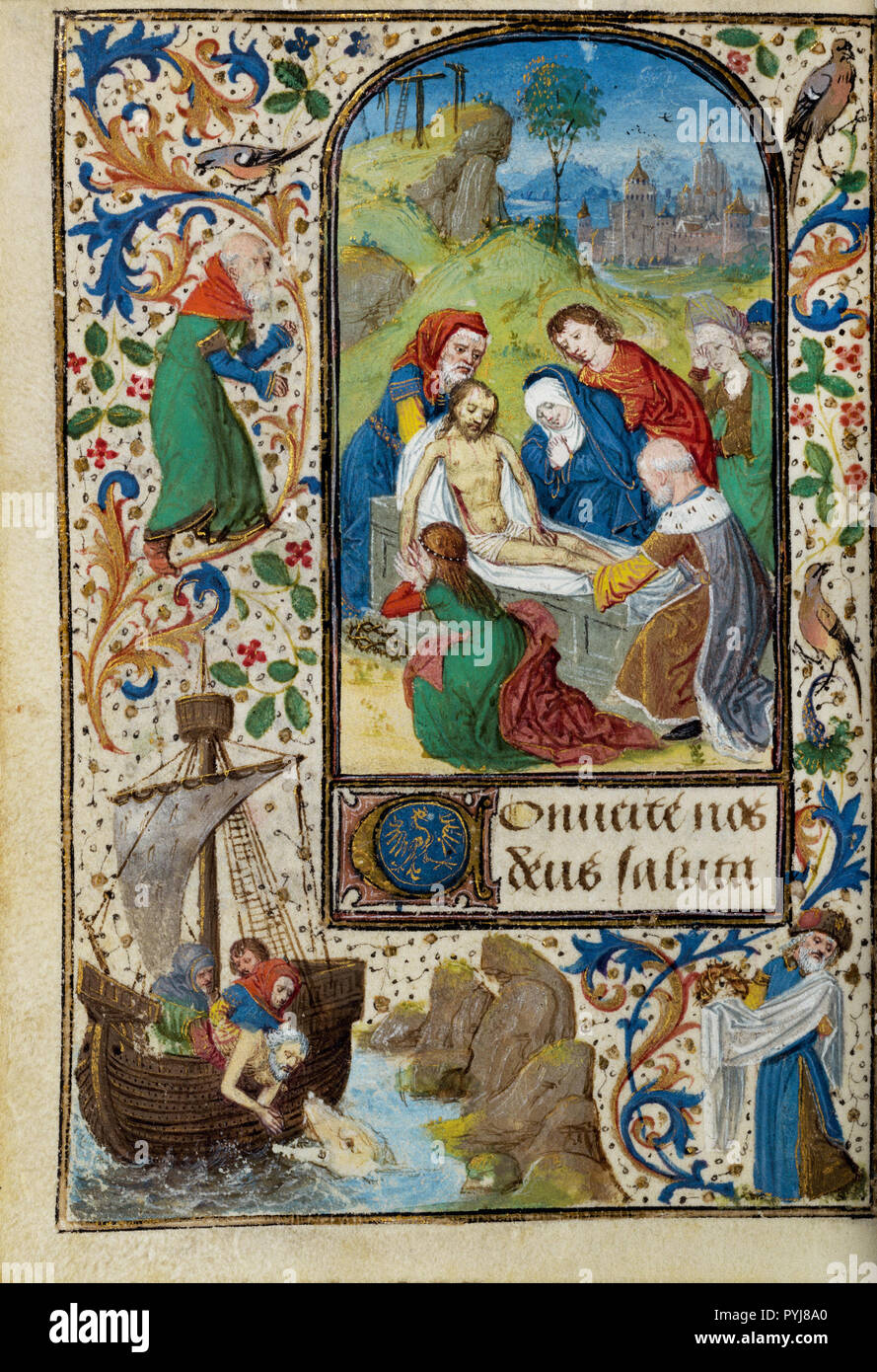 Lieven van Lathem, The Entombment, Circa 1471 Tempera colors, gold leaf ...