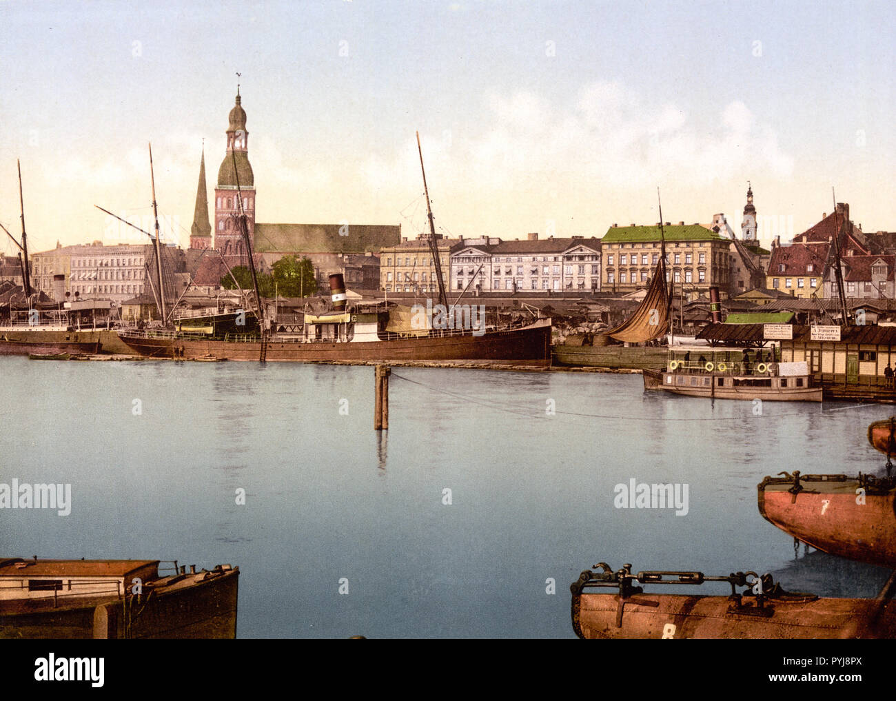 The quay, Riga, Russia, (i.e., Latvia) ca. 1890-1900 Stock Photo - Alamy