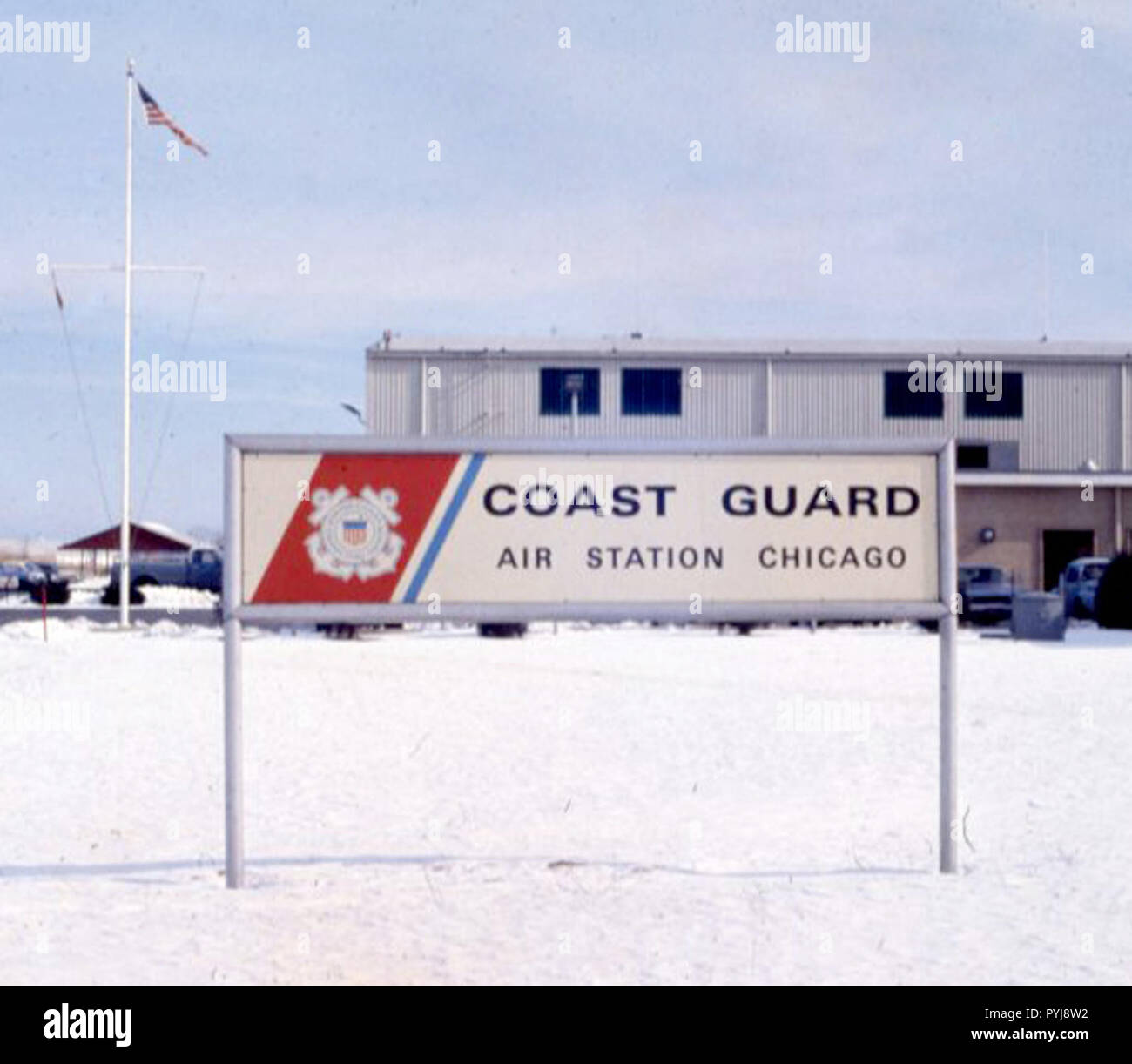 Coast Guard sign Air Station Chicago, Illinois ca. 1970s Stock Photo ...