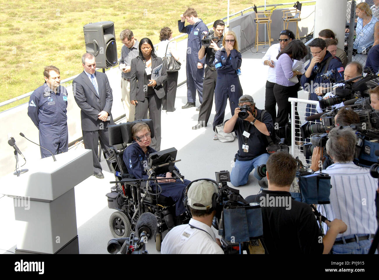 2007 - Noted physicist Stephen Hawking greets the media after his ...