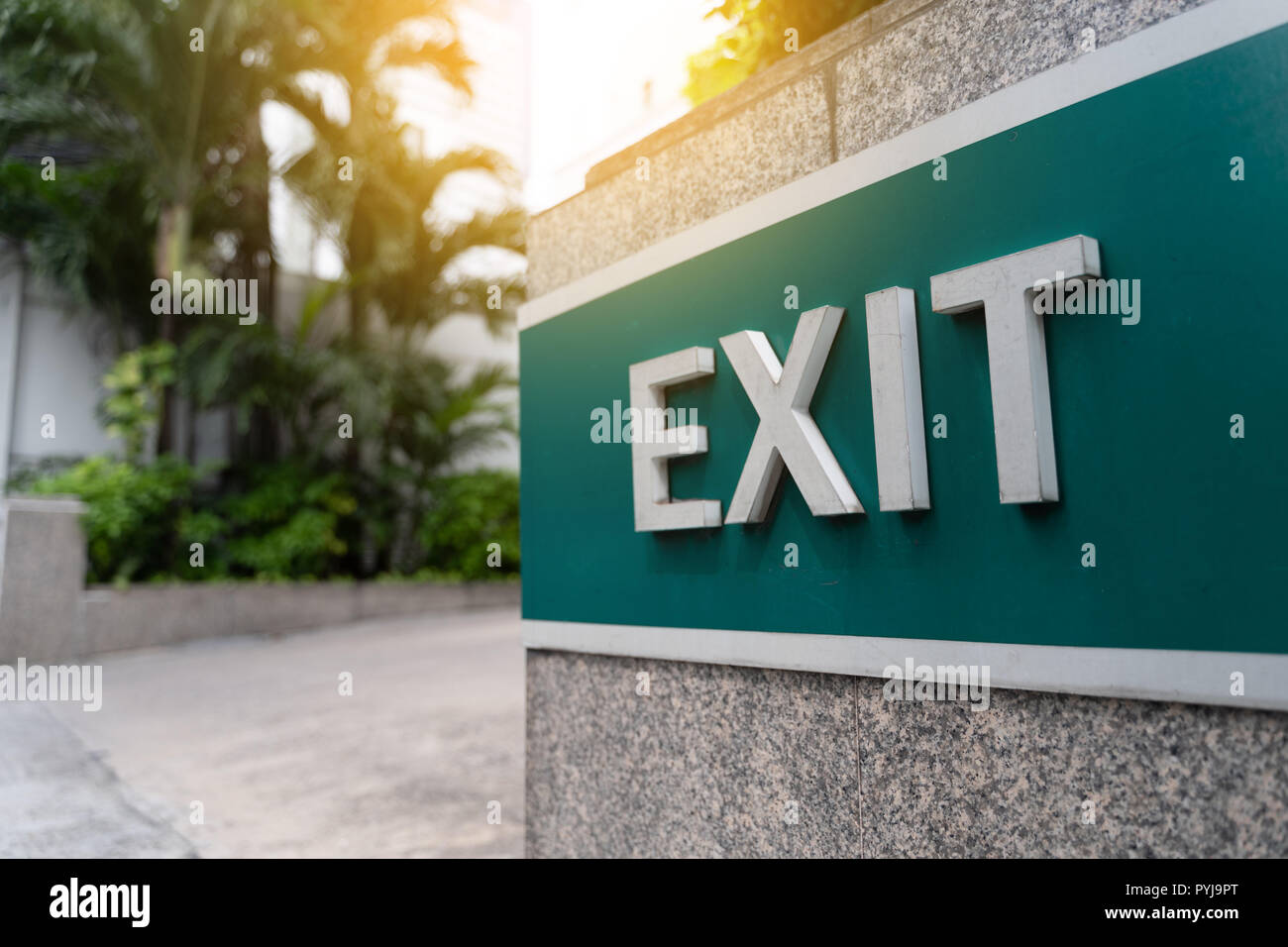Closeup exit door Emergency Fire exit sign in condo Stock Photo - Alamy