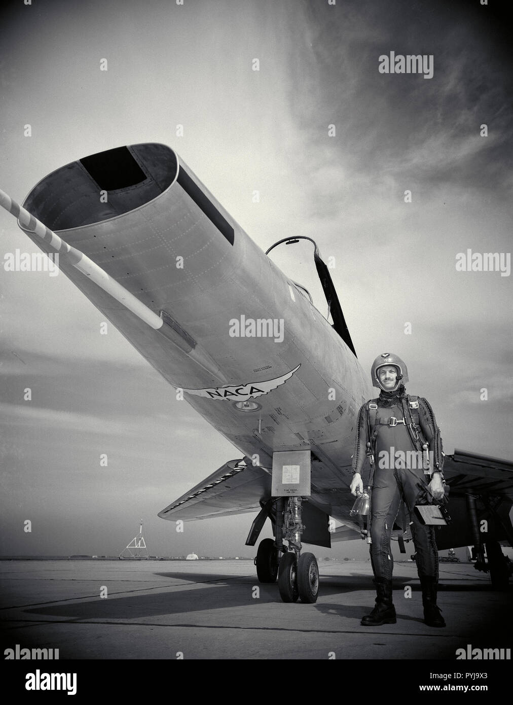 North American F-100 Airplane (NACA 709), with Pilot George Cooper ca ...