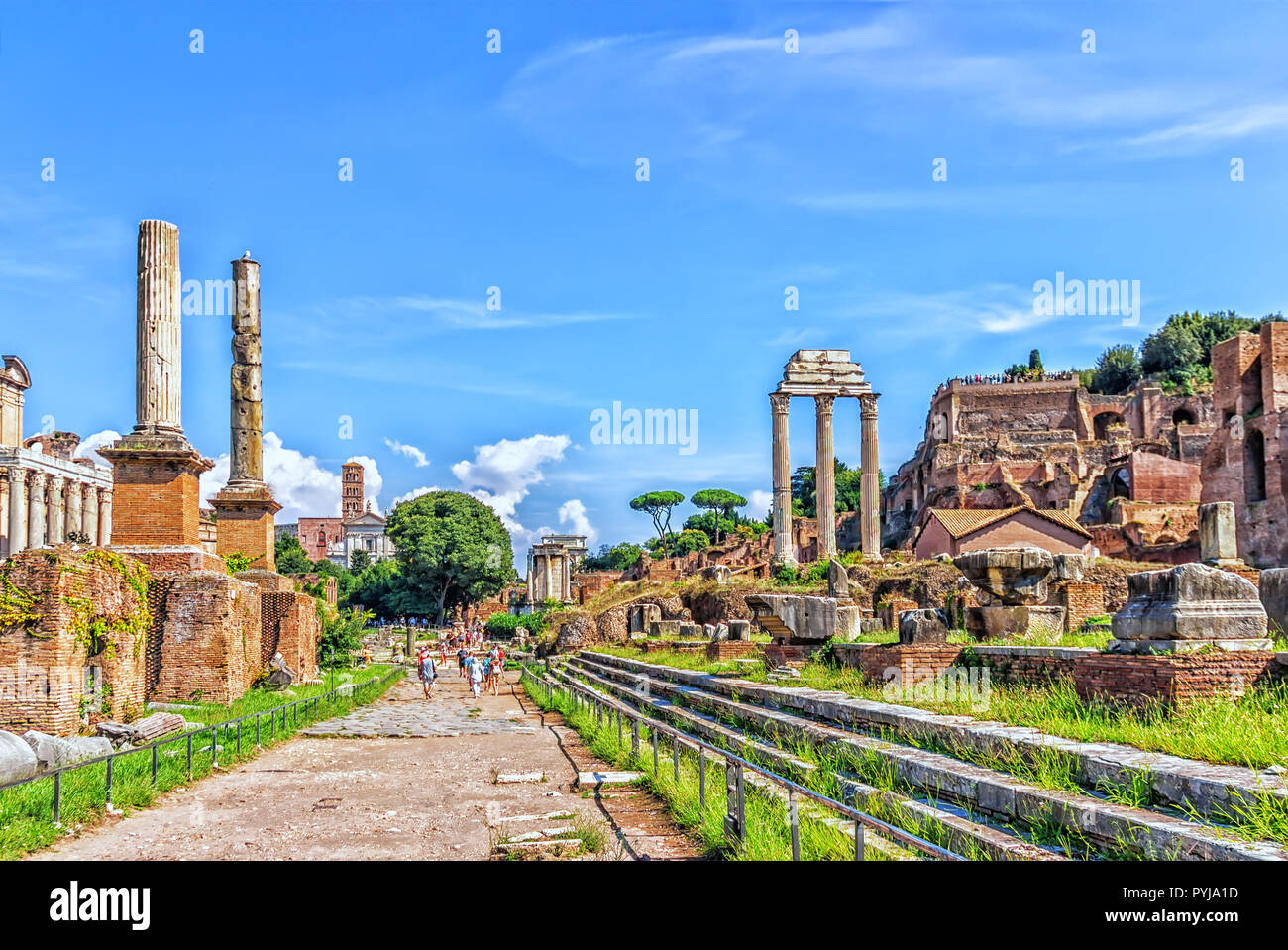The Sacred Road (The Via Sacra), the main road of the Roman forum Stock ...