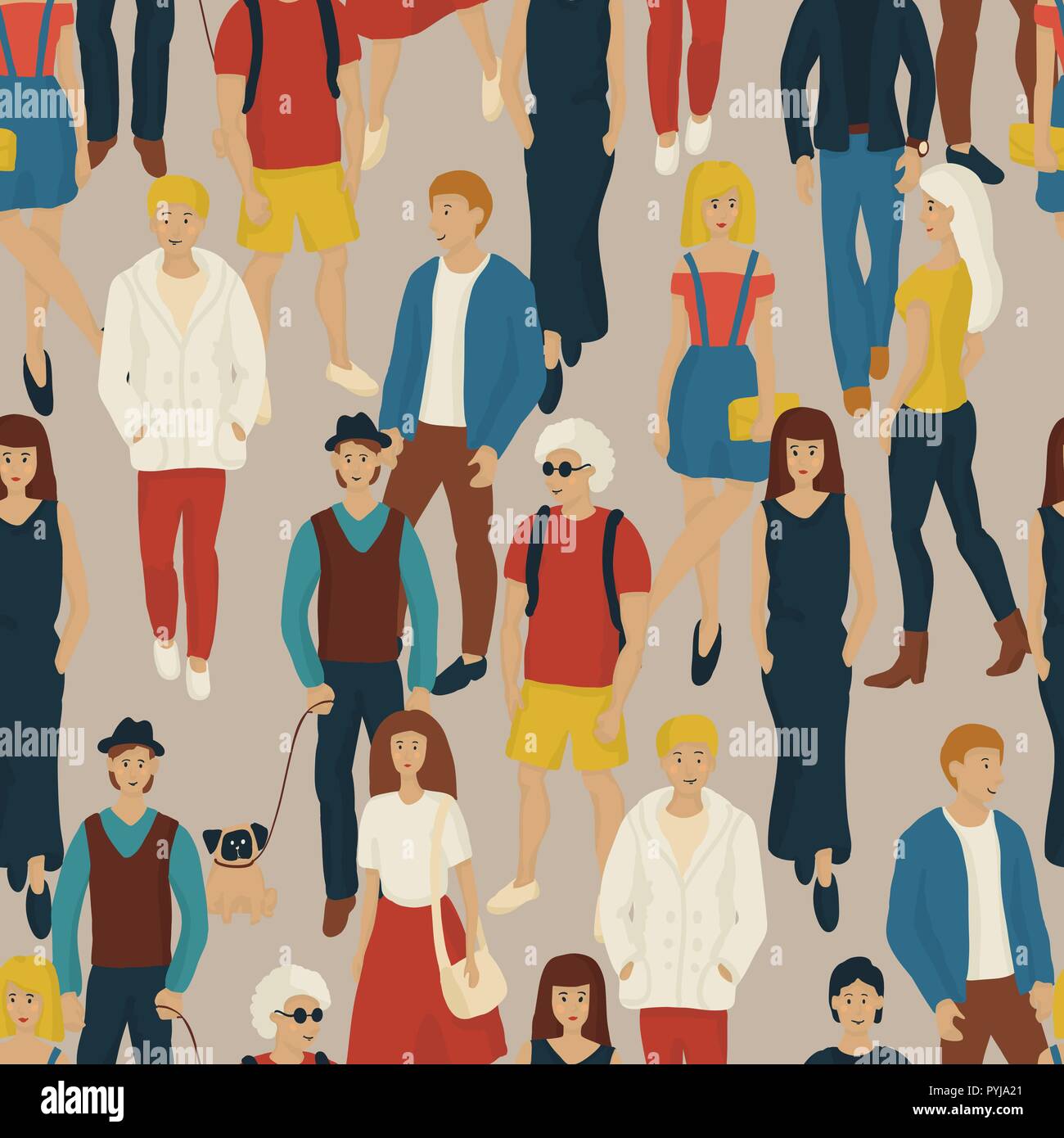 Seamless pattern with business people walking. Cartoon style ...