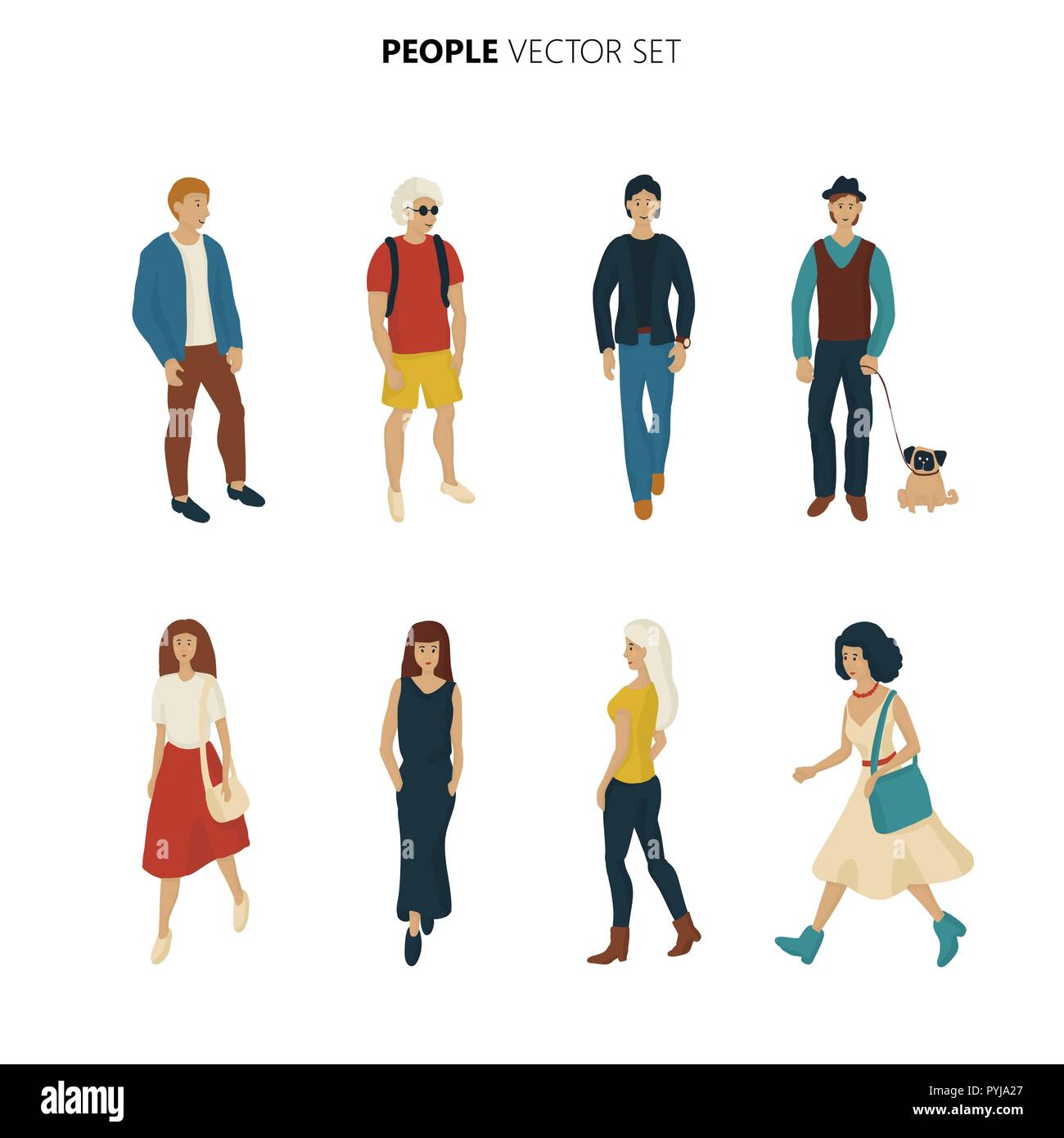 Group of people standing on white background vector. Business men and ...