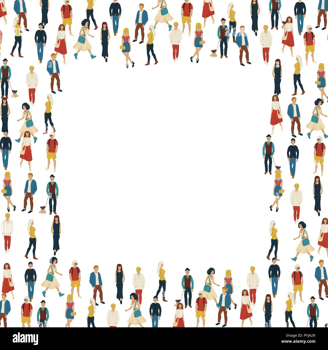 Large group of people in the shape of square. Vector illustration Stock ...