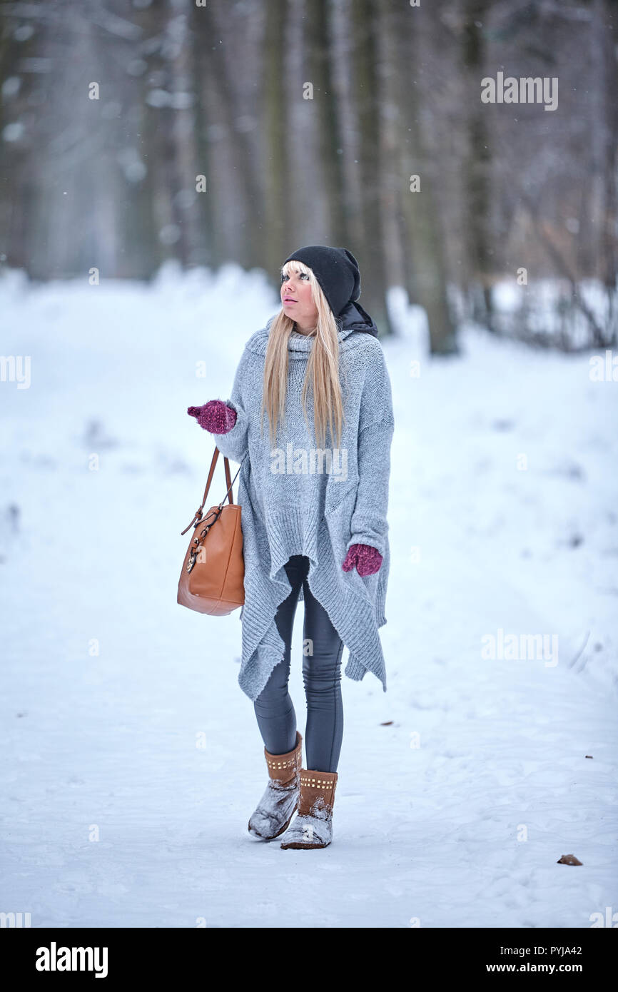 Stylish Model in winter setting Stock Photo - Alamy