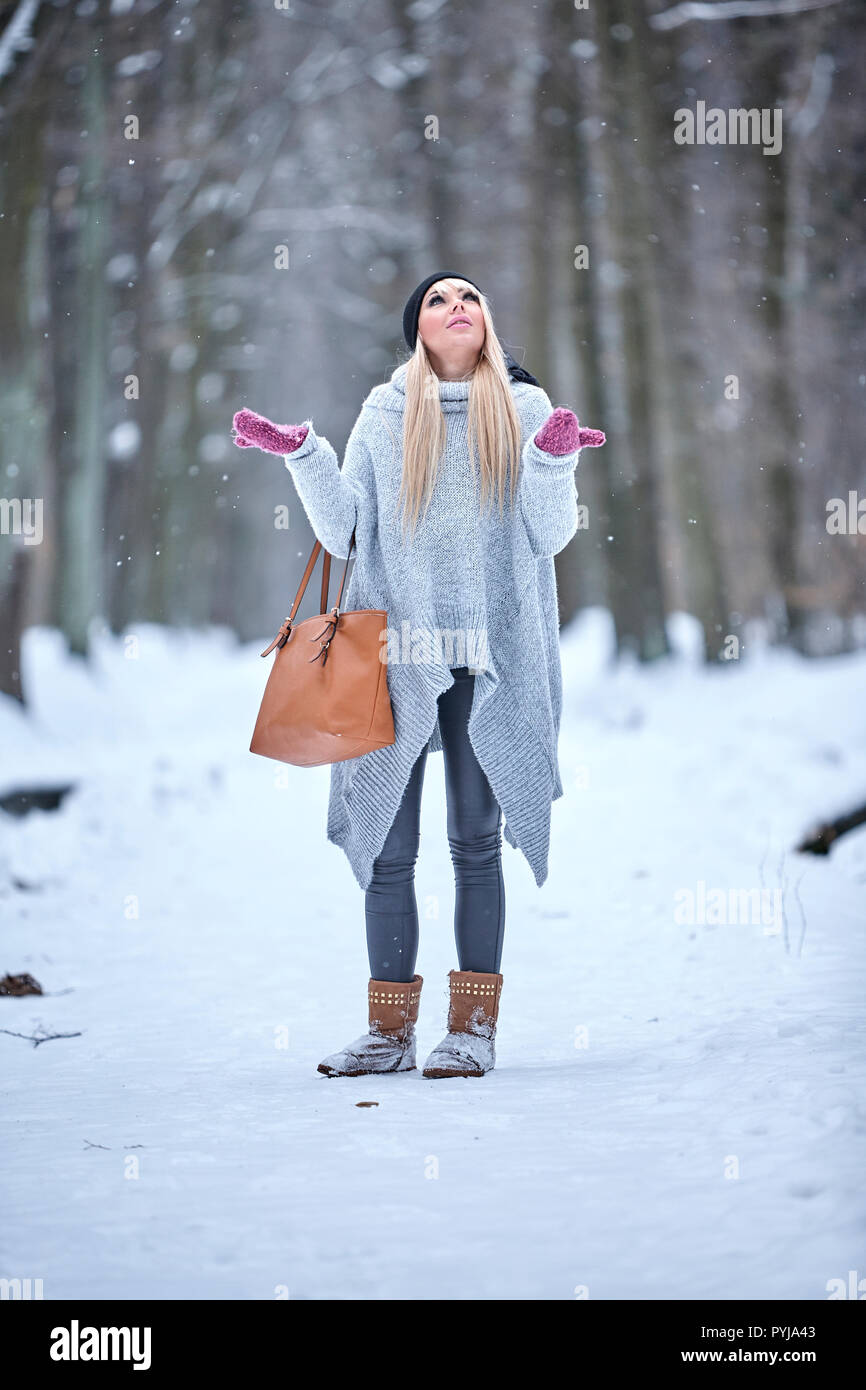 Stylish Model in winter setting Stock Photo - Alamy