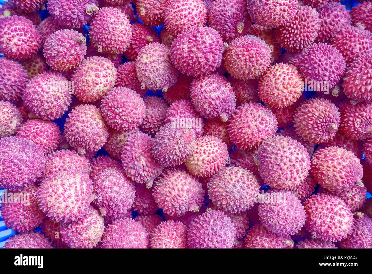 The lychee stacks for sale a wait Stock Photo - Alamy