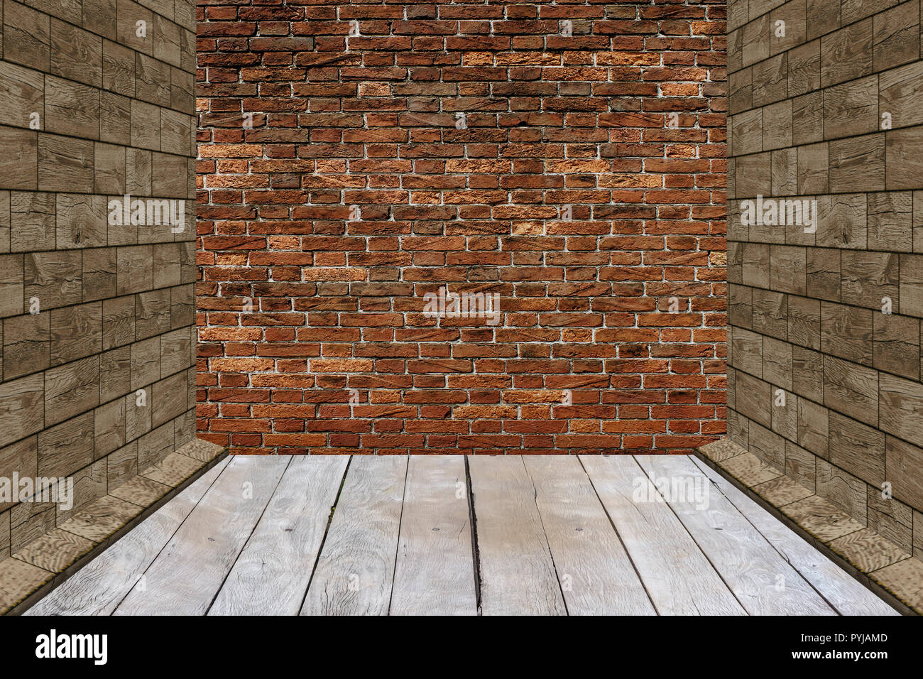 Interior design stone wall and wooden floor Stock Photo - Alamy