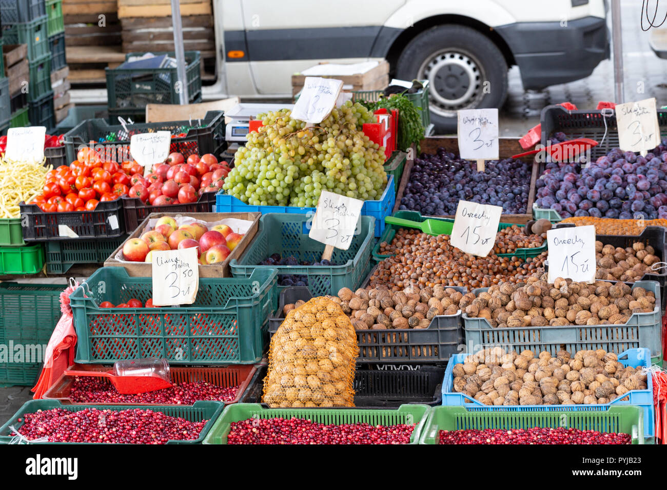 Fresh fruits and vegetables in fruit market Stock Photo - Alamy