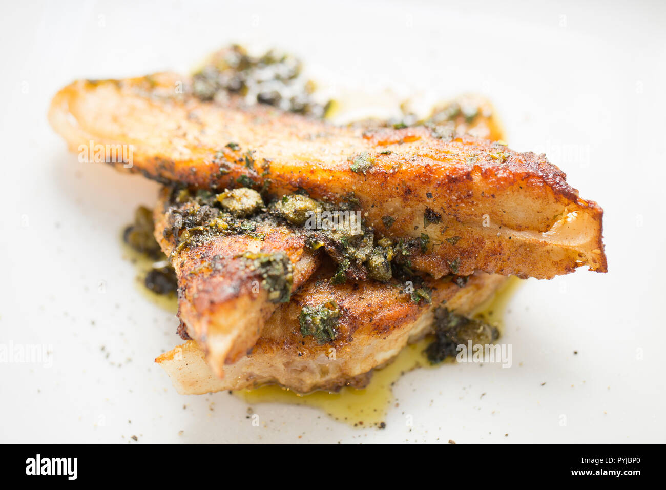 Sections of ray wings from an Undulate ray, Raja undulata, that have ...