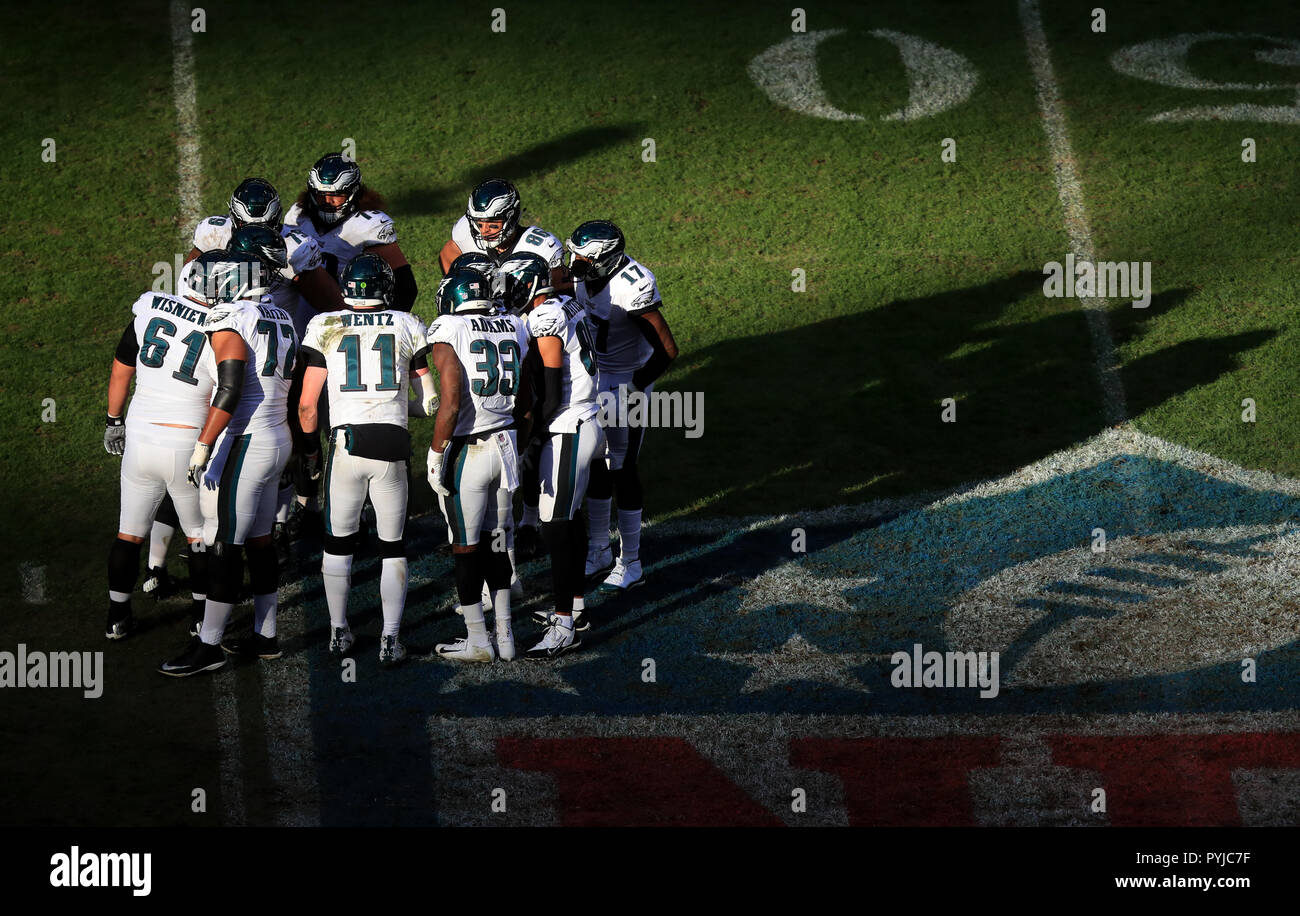 Philadelphia Eagles' huddle during the International Series NFL match ...