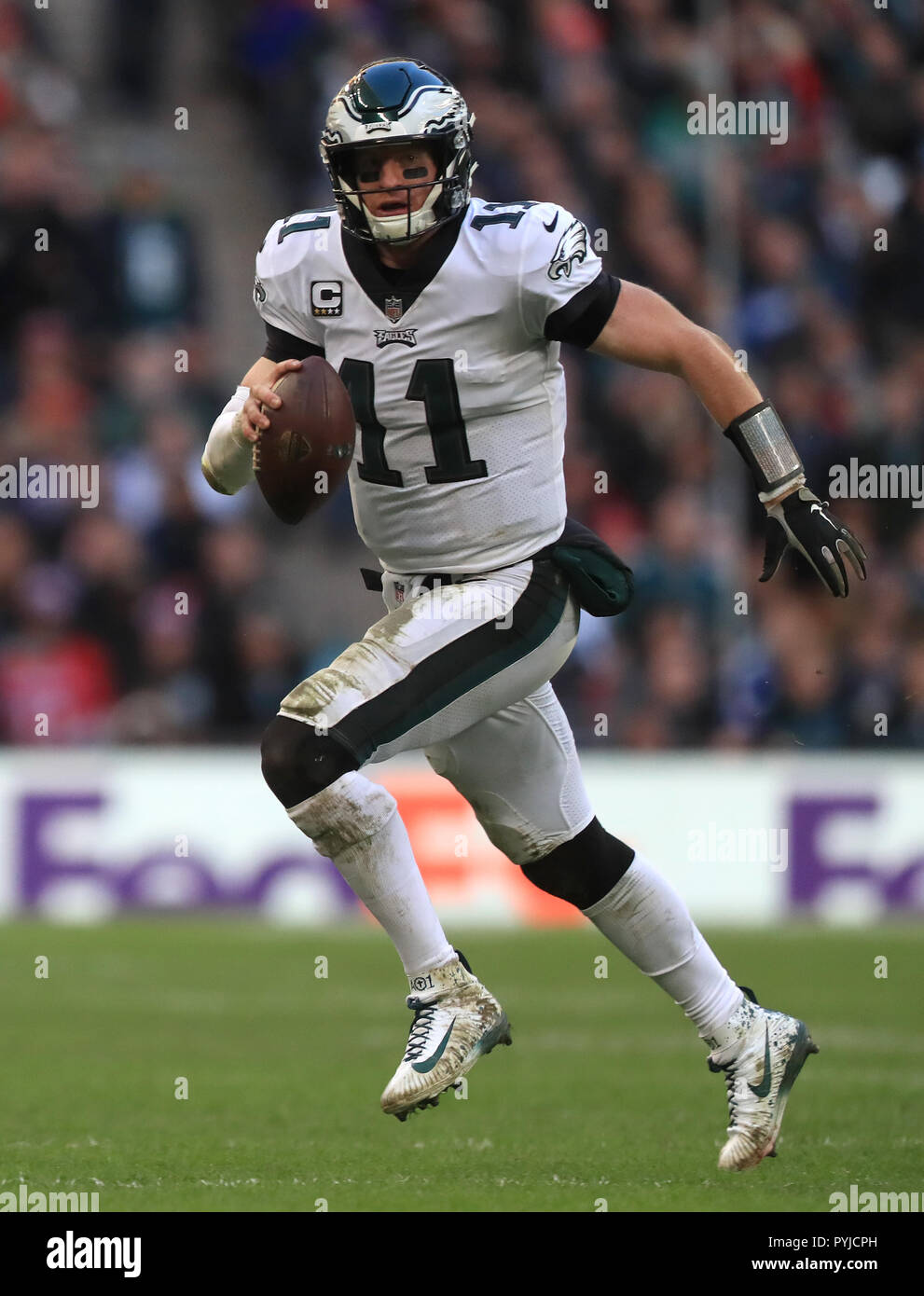 Philadelphia Eagles' Carson Wentz in action during the International ...