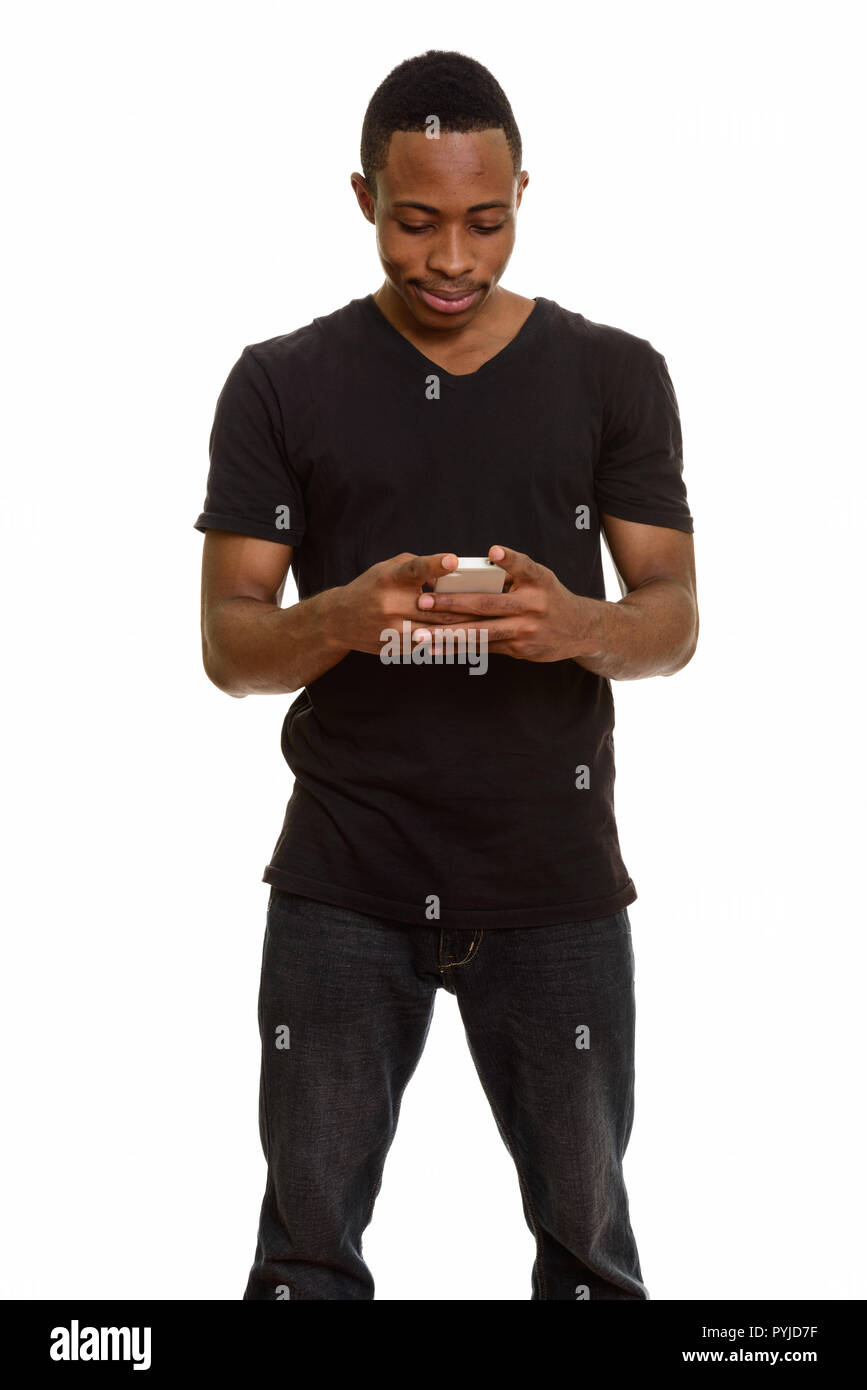 African with cell phone hi-res stock photography and images - Alamy